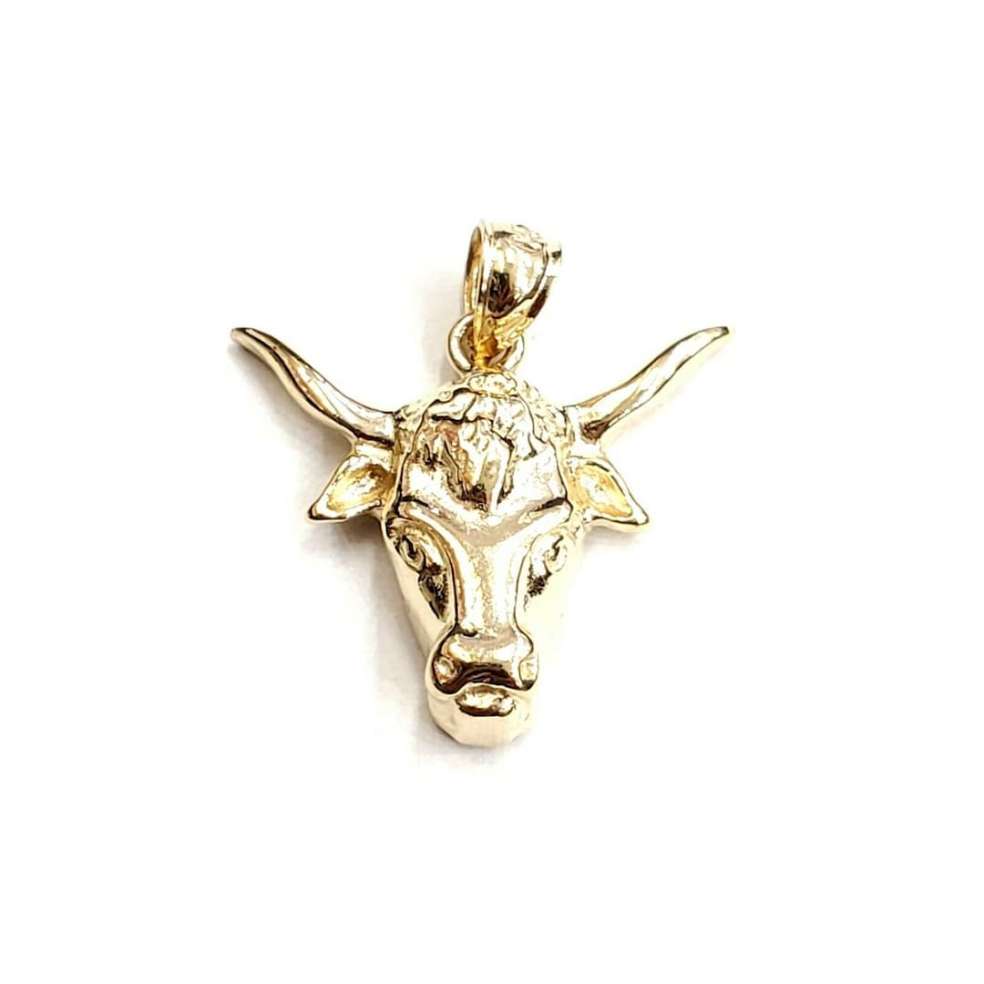 New 14k Yellow Gold Taurus Bull Head Zodiac Pendant Charm Fine Gift ...