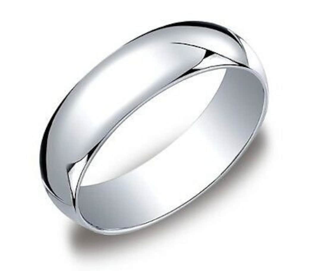 Mens Womens Solid 14K White Gold Plain Wedding Ring Band Jewelry 6MM ...