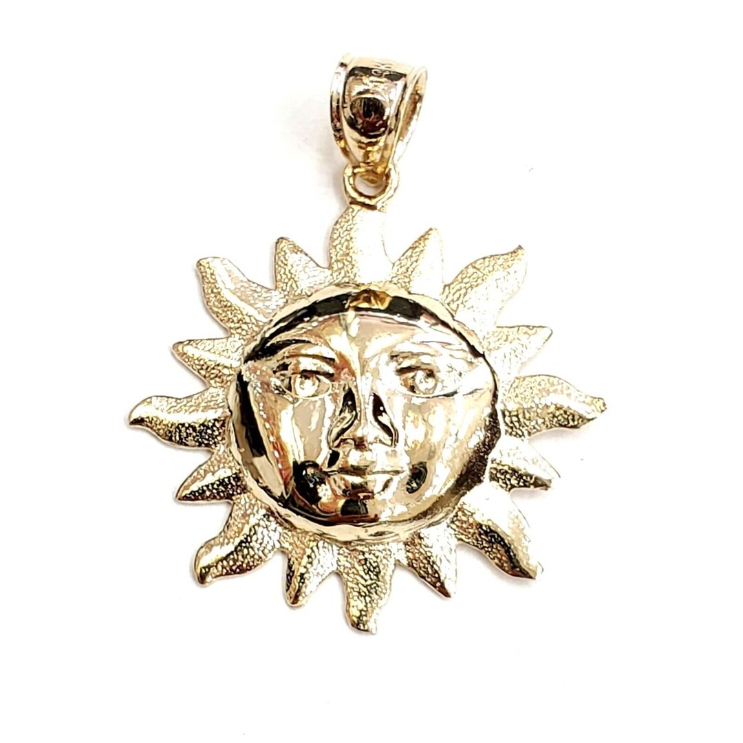 14k Yellow Gold Solid Sun Sol Pendant Charm Astrology Gift Fine Jewelry ...