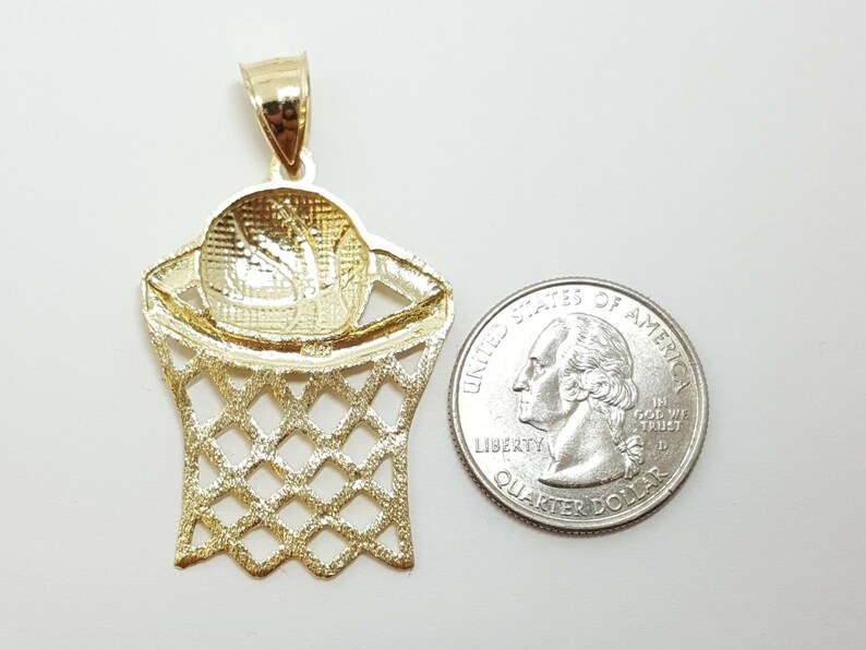 10k Yellow Gold Basketball Net Hoop Pendant Charm Sport Fine Gift ...