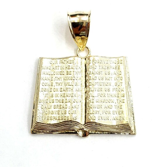 10k Yellow Gold Lord's Prayer Book Our Father Bible Verse | Etsy