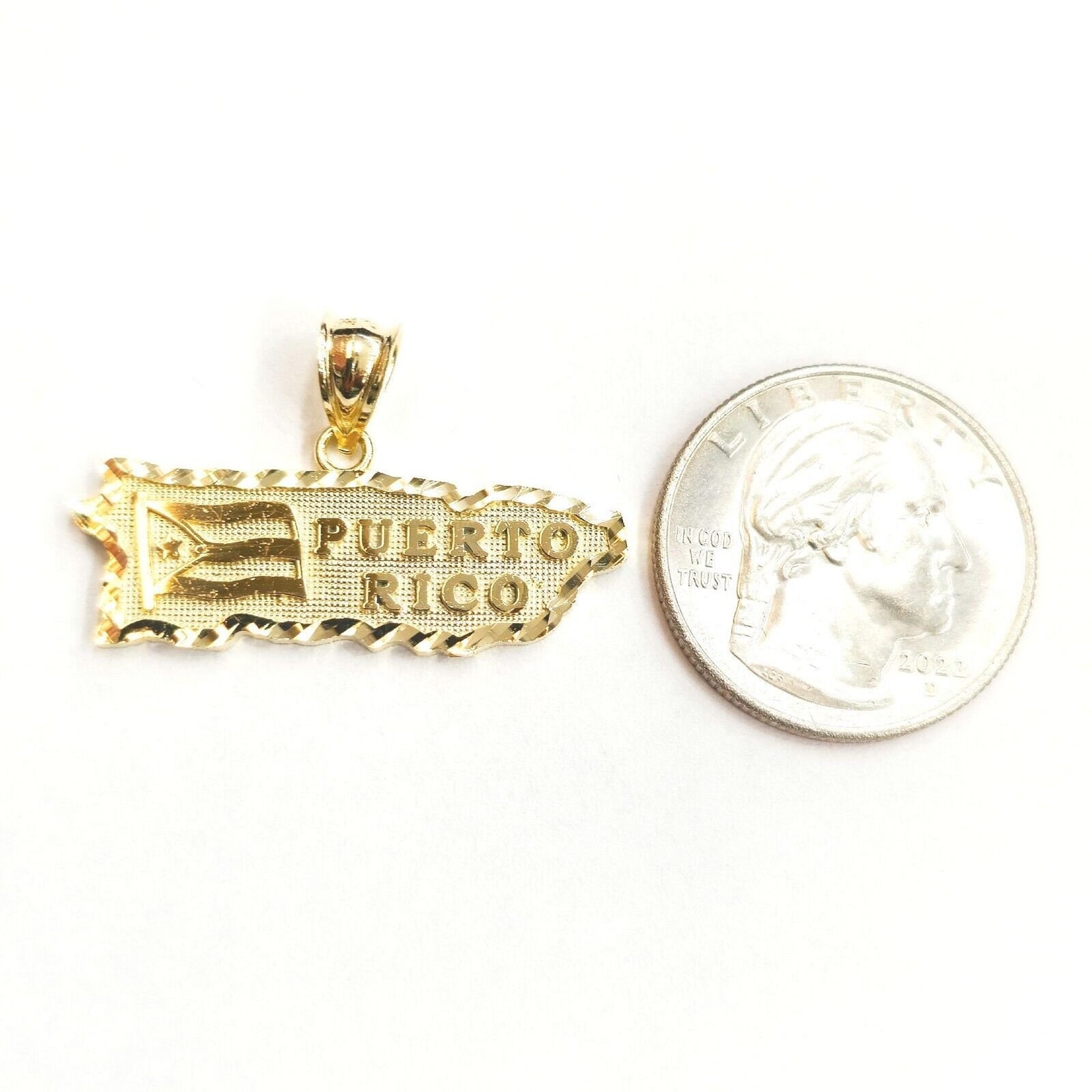 New 10k Yellow Gold Puerto Rico Outline Map Pendant Charm Gift Fine ...