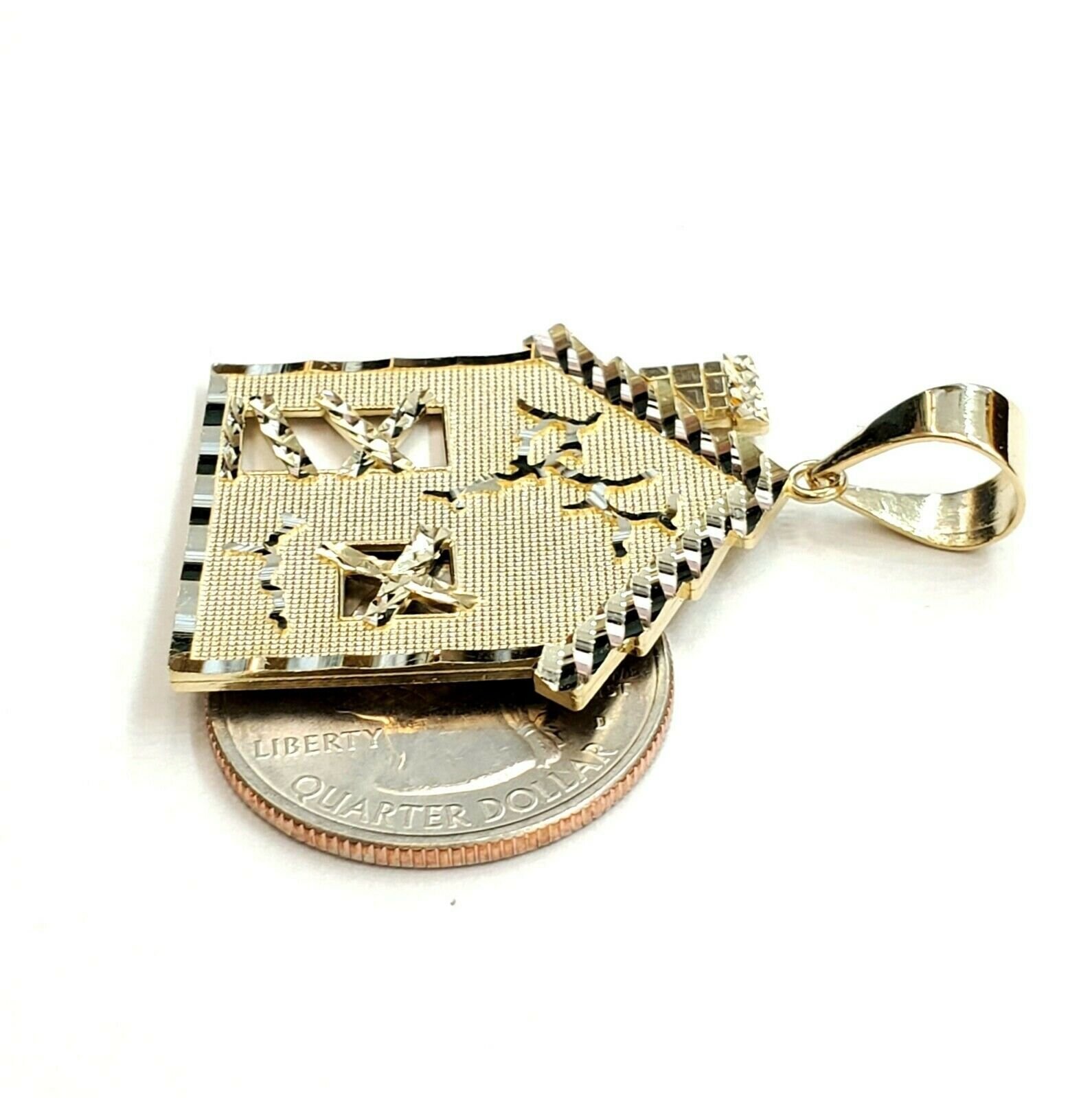 New 14k yellow gold trap house pendant charm diamond cut gift | Etsy