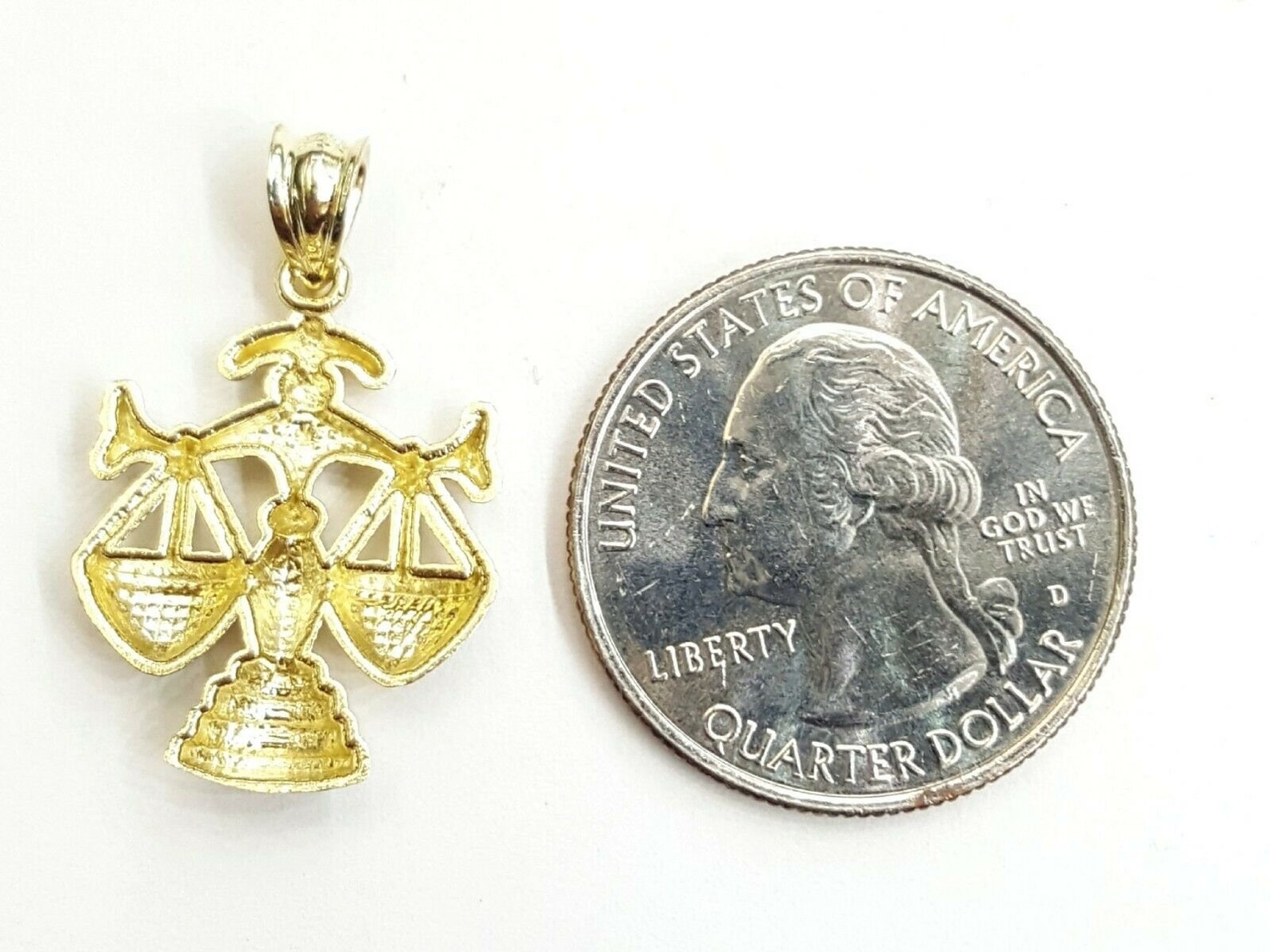 New 10k Yellow Solid Gold Libra Zodiac Astrology Pendant Charm | Etsy