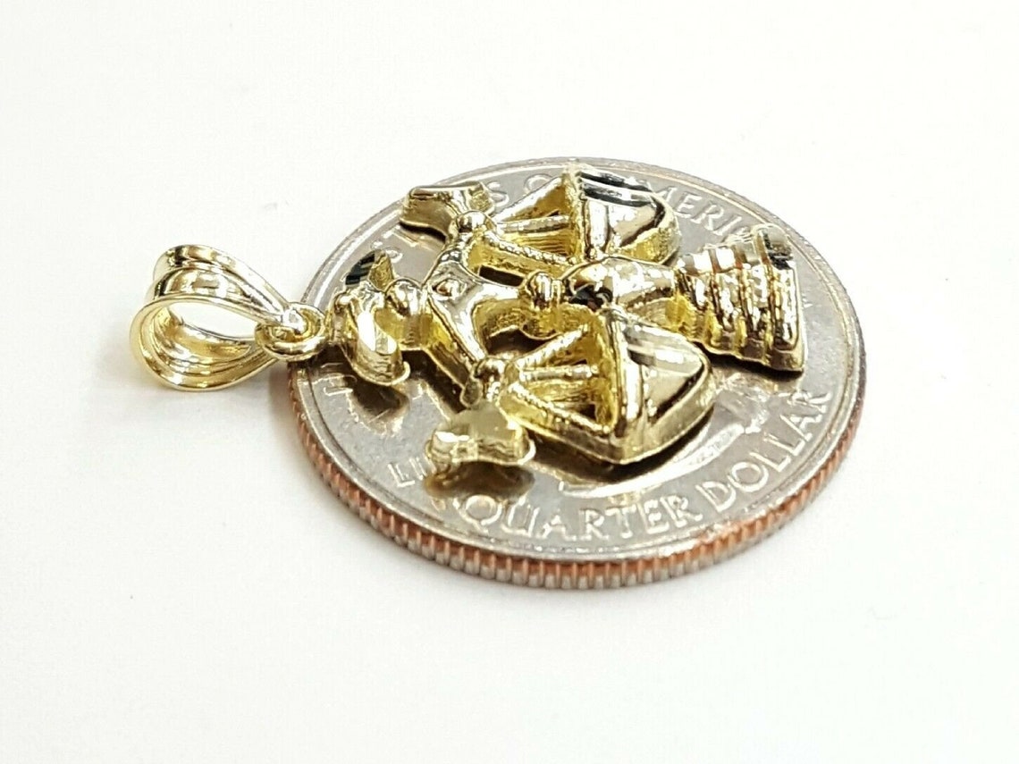 New 10k Yellow Solid Gold Libra Zodiac Astrology Pendant Charm | Etsy