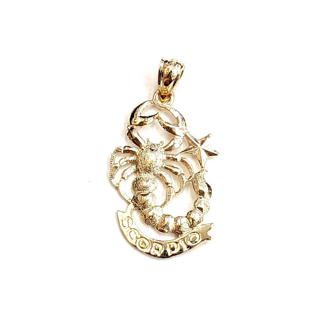 14k Yellow Gold Scorpion Zodiac Sign Astrology Pendant Charm Fine ...