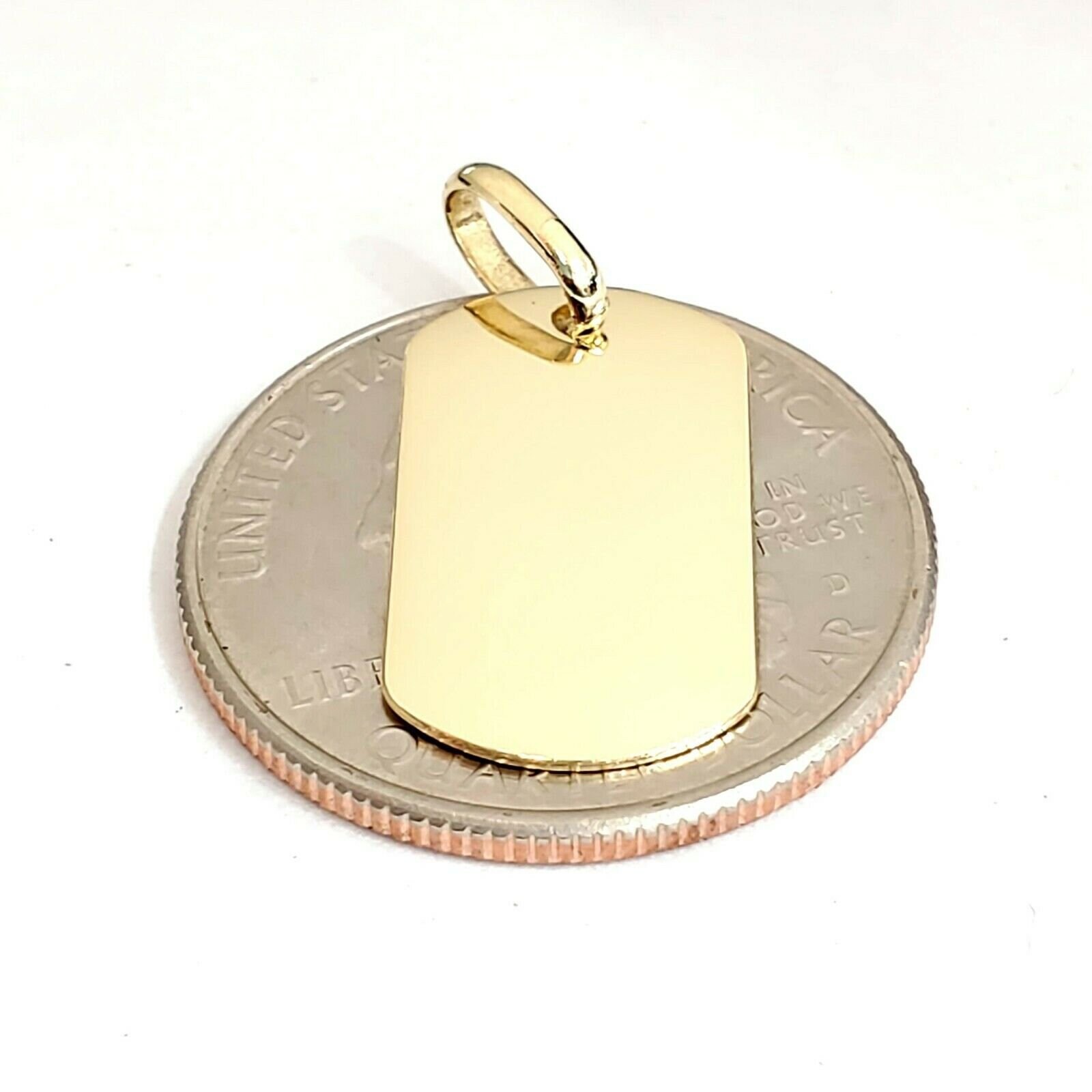 New 14k yellow Gold solid tiny dog tag name tag Pendant charm | Etsy