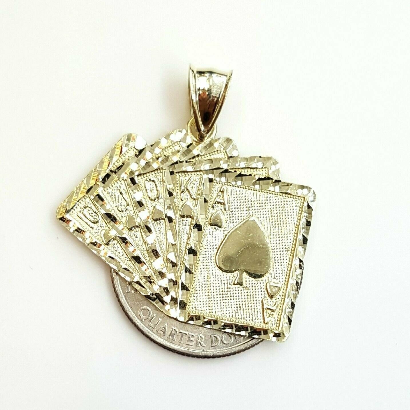 10k Yellow Solid Gold Playing Card Pendant Charm Casino Fine Jewelry ...