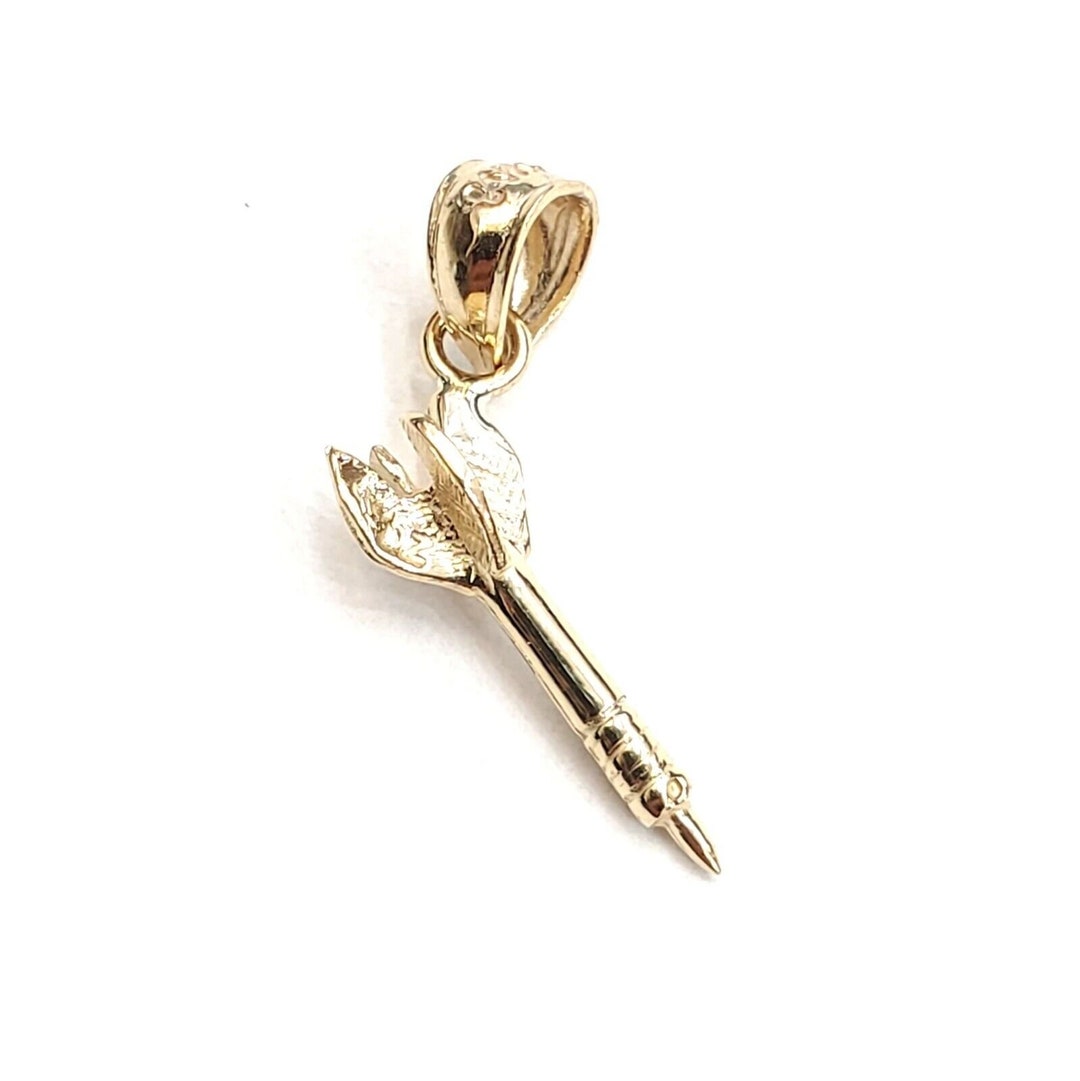 14k Yellow Gold Solid 3D Lawn Dart Pendant Charm Dartist Gift - Etsy