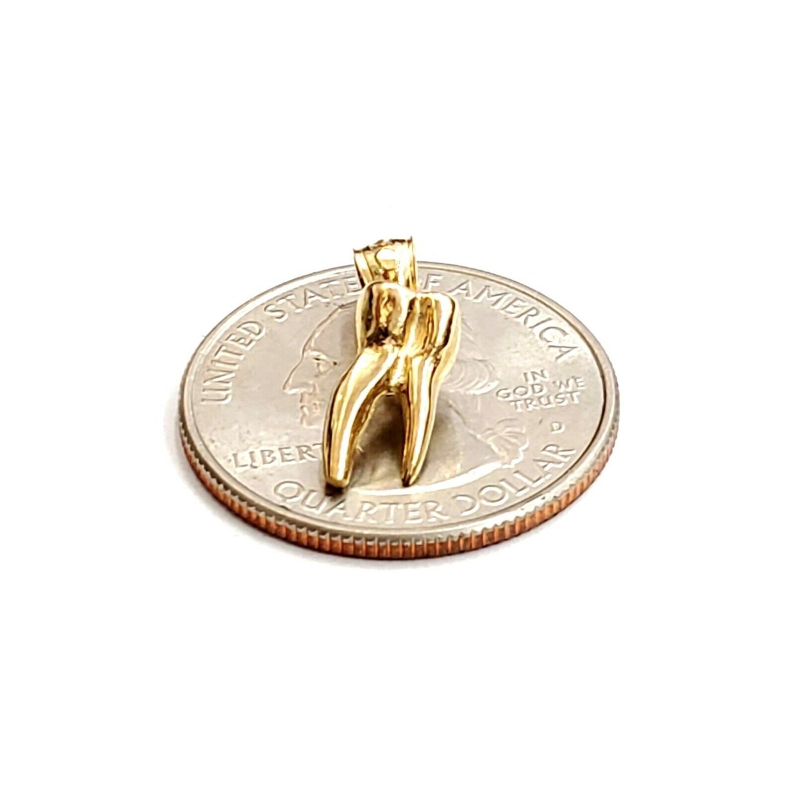 New 14k Yellow Gold Solid 3D Tooth Pendant Charm Gift Fine Jewelry 1.6g ...