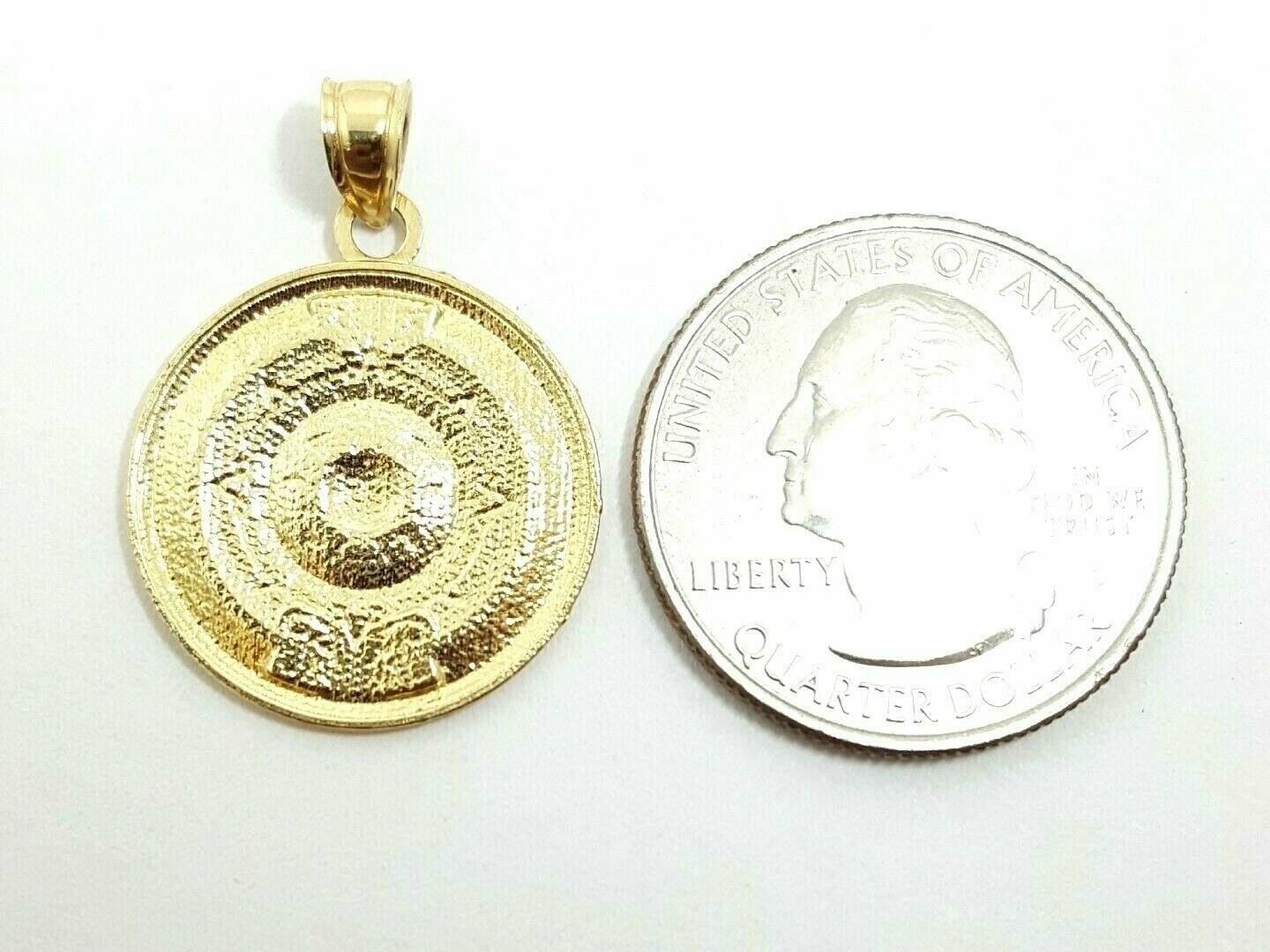 14k yellow solid Gold Aztec Mayan sun calendar pendant fine | Etsy