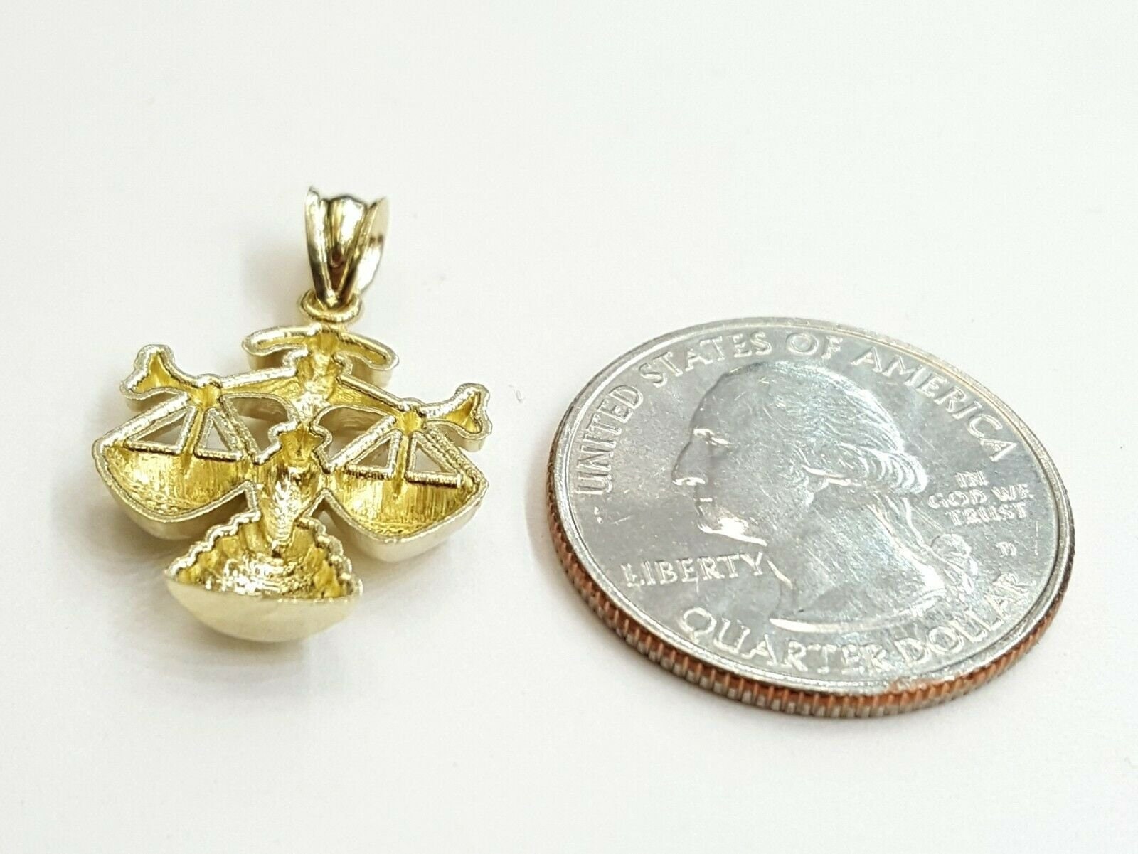 New 10k Yellow Solid Gold Libra Zodiac Astrology Pendant Charm | Etsy