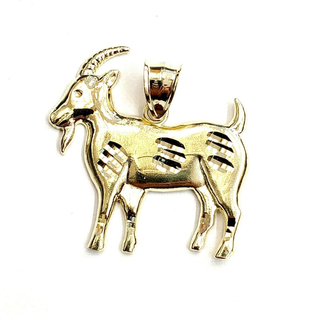 New 10k Yellow Gold Goat Pendant Charm Diamond Cut Animal Fine Gift ...