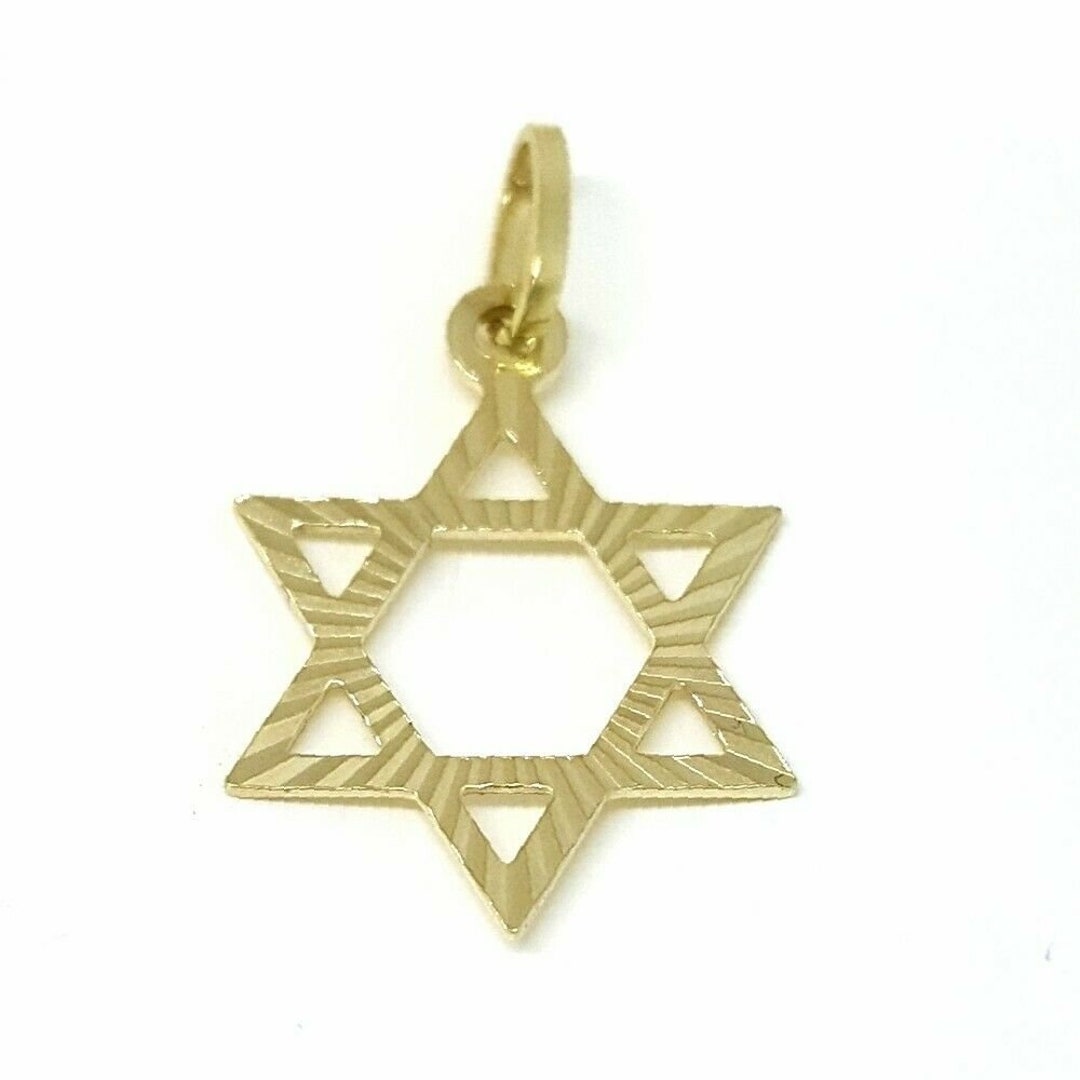 14k Yellow Gold Star of David Jewish Israel Charm Pendant Religious ...