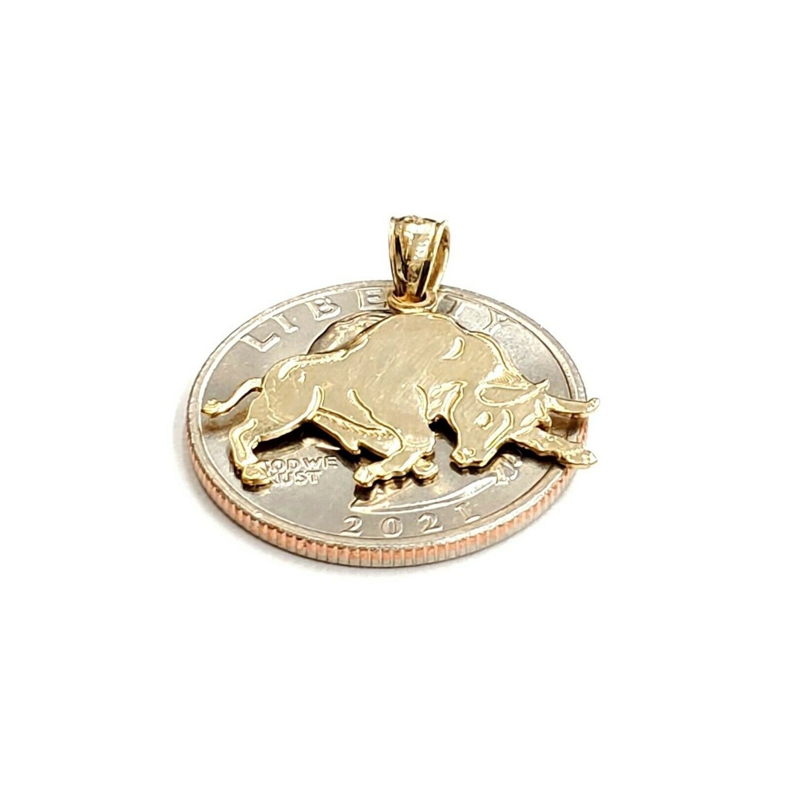 14k Yellow Solid Gold Taurus Bull Zodiac Pendant Charm Fine - Etsy