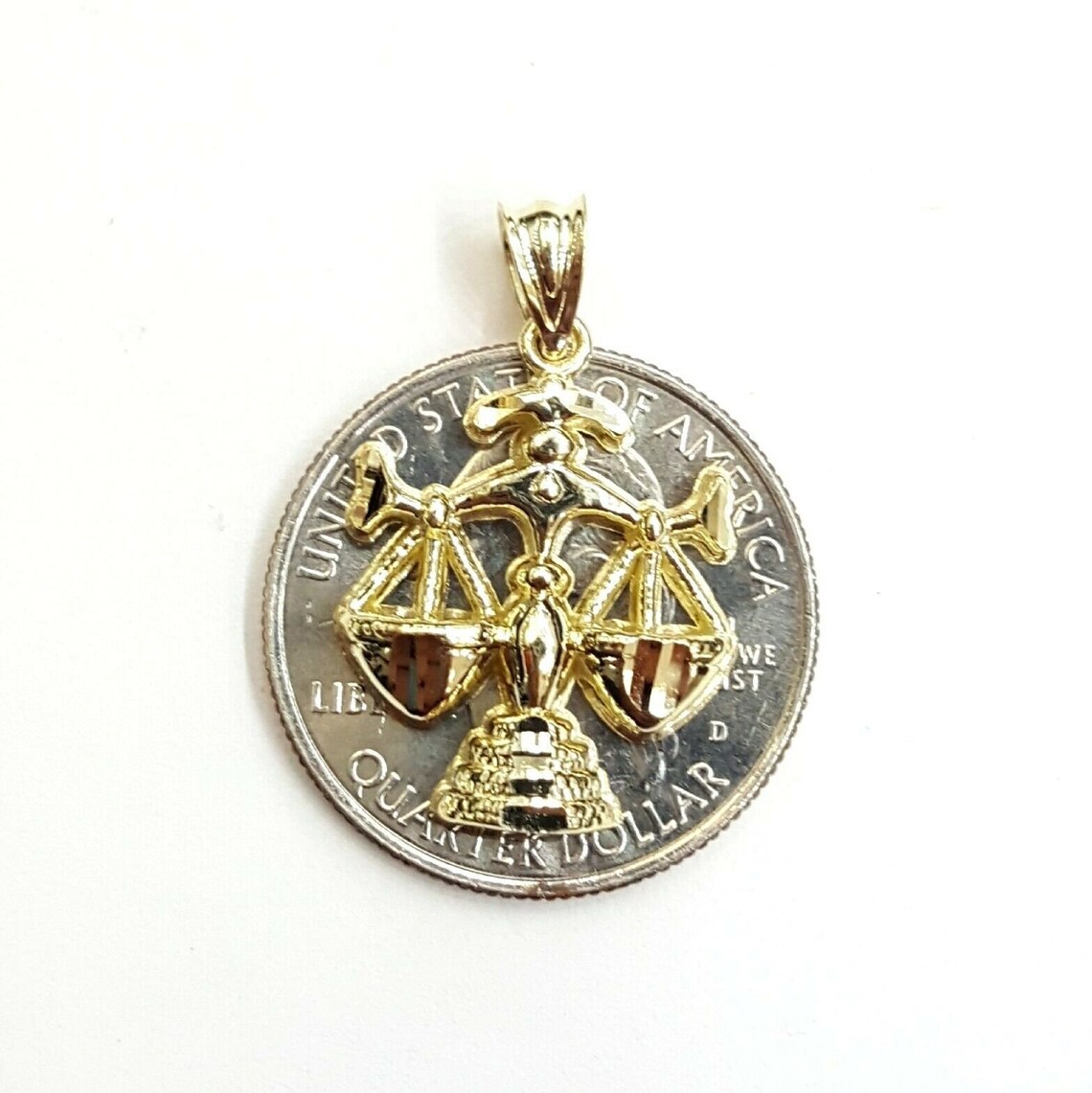 New 10k Yellow Solid Gold Libra Zodiac Astrology Pendant Charm | Etsy