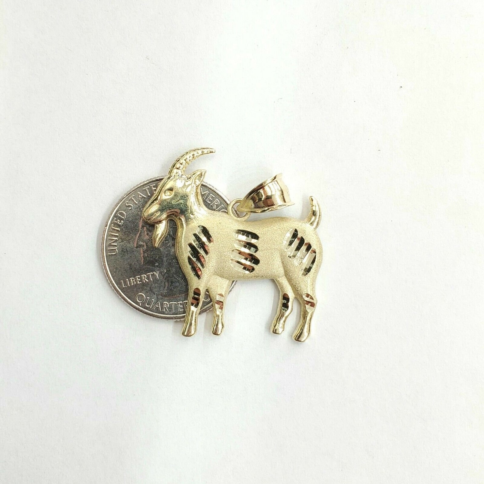 New 10k yellow Gold Goat Pendant charm diamond cut animal fine | Etsy