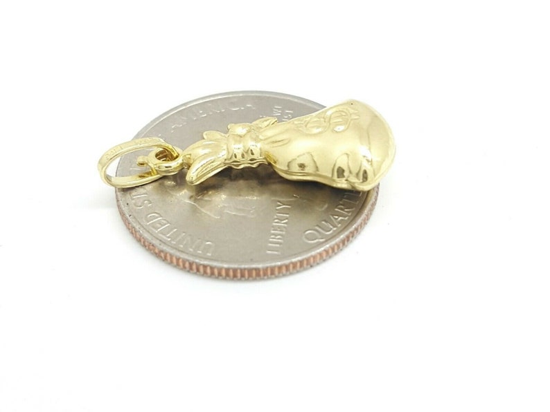14k Yellow Gold 3D Hollow Dollar Sign Money Bag Lucky Pendant - Etsy