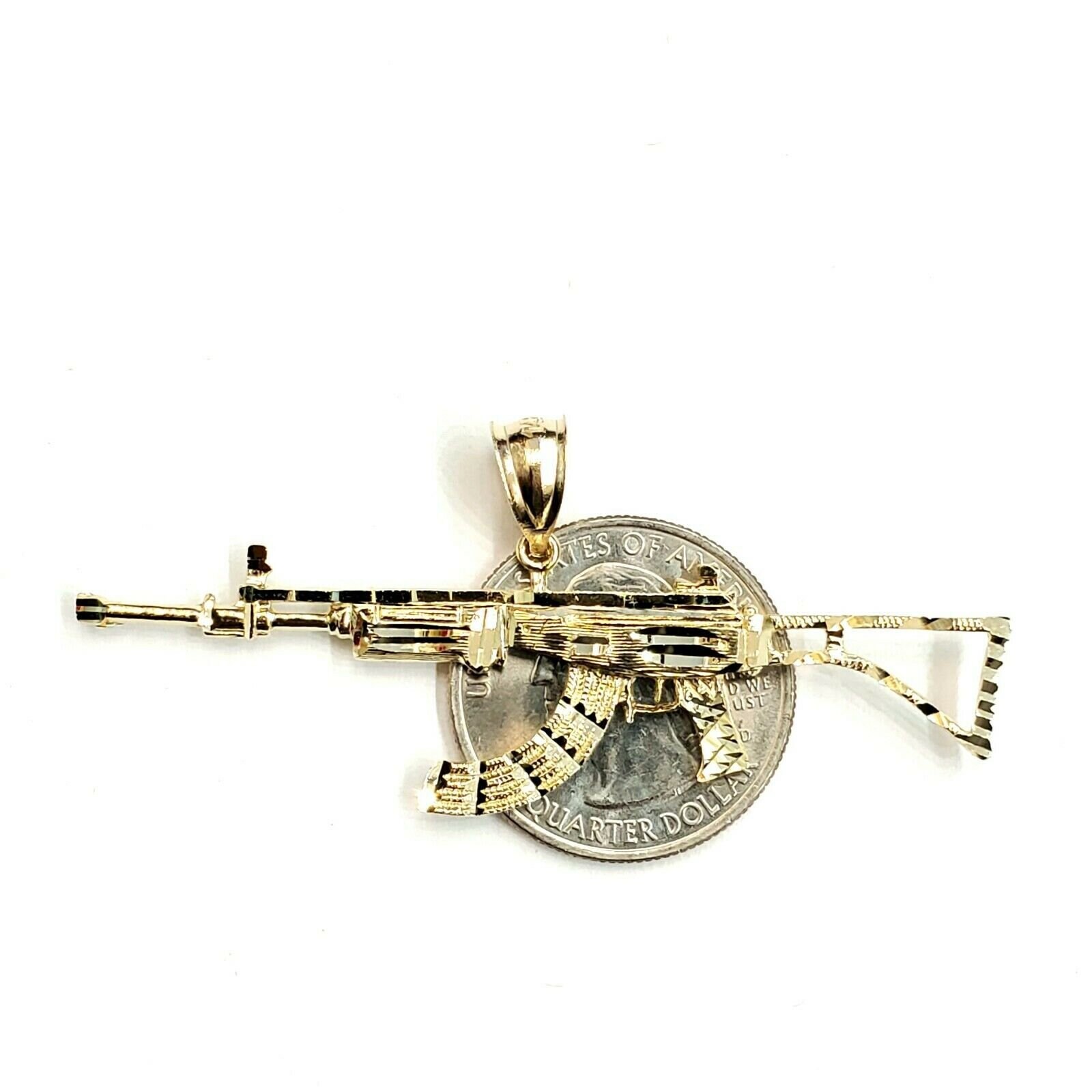 14k Yellow Gold AK-47 Machine Gun Military Rifle Pendant Charm | Etsy