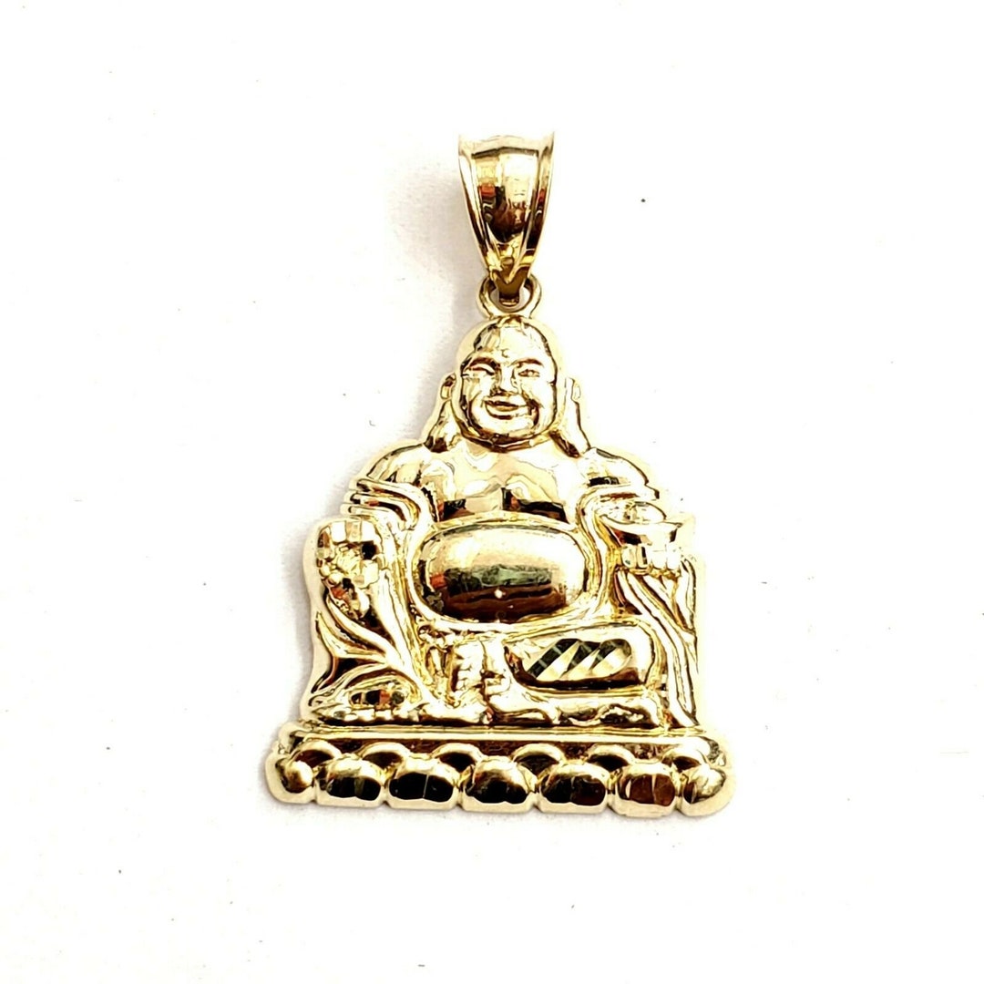 New 10k Yellow Gold Buddha Buda Buddah Pendant Charm Fine Religious ...