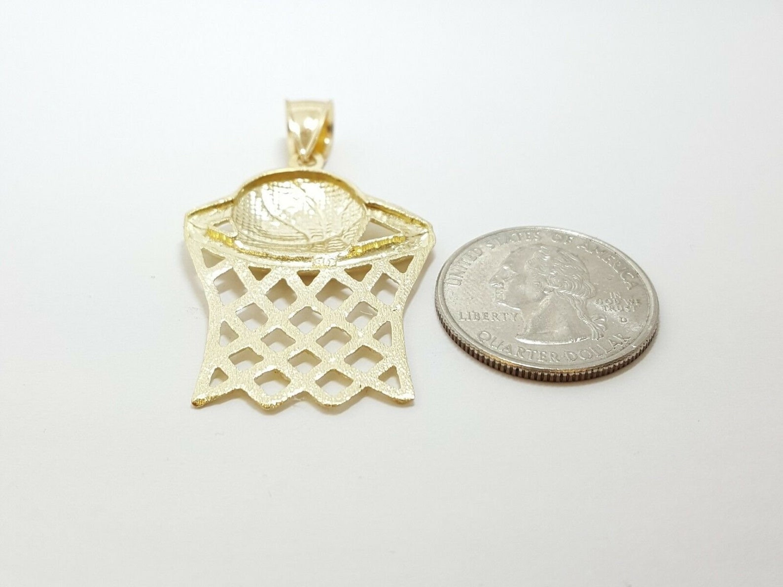 10k Yellow Gold Basketball Net Hoop Pendant Charm Sport Fine Gift ...