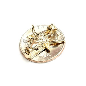 New 14k Yellow Gold Taurus Bull Head Zodiac Pendant Charm Fine - Etsy