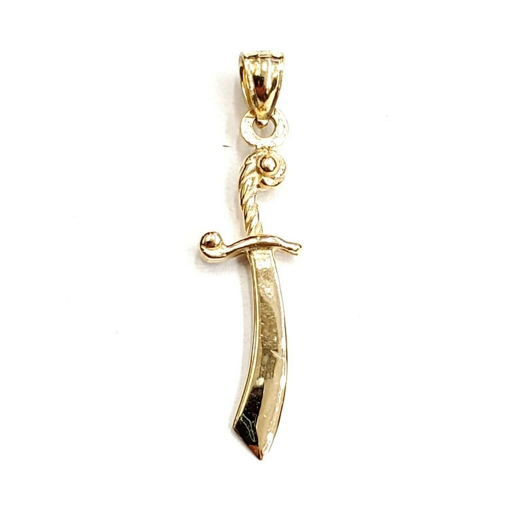 New 14k Yellow Gold Solid Sword Machete Pendant Charm Gift Fine Jewelry ...