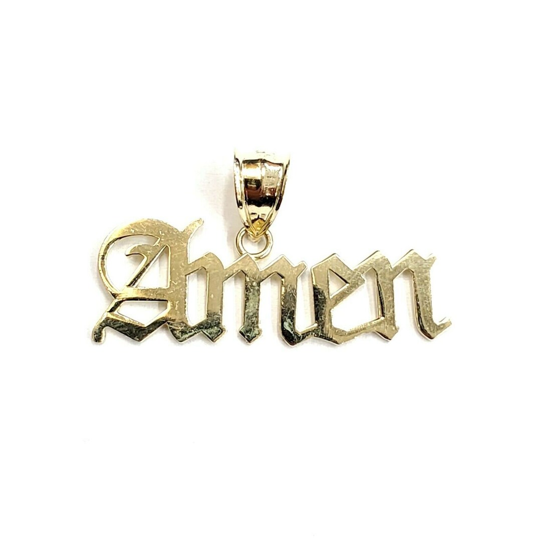 New 10k Yellow Gold AMEN Word Pendant Charm Polished Shiny Fine Jewelry ...