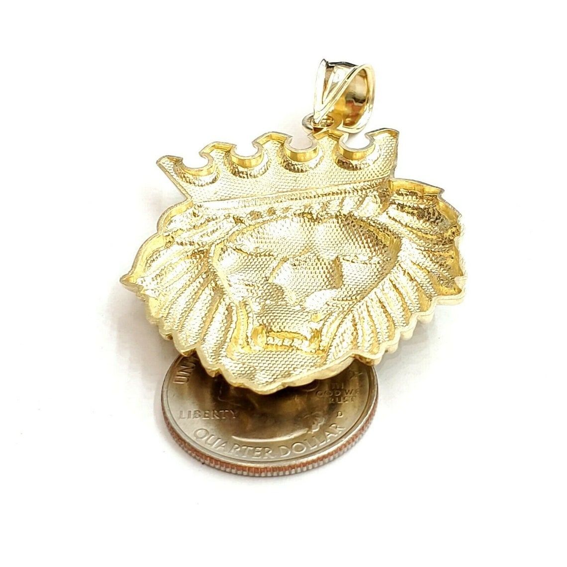 10k Yellow Gold Lion Head Face Crown Leo Zodiac Pendant Charm - Etsy