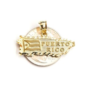 New 10k Yellow Gold Puerto Rico Outline Map Pendant Charm Gift Fine ...
