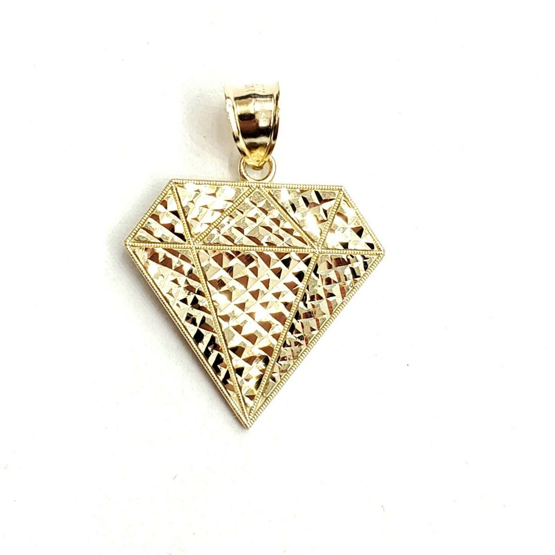 10k Yellow Gold Diamond Shape Pendant Charm Fine Gift Jewelry Diamond ...