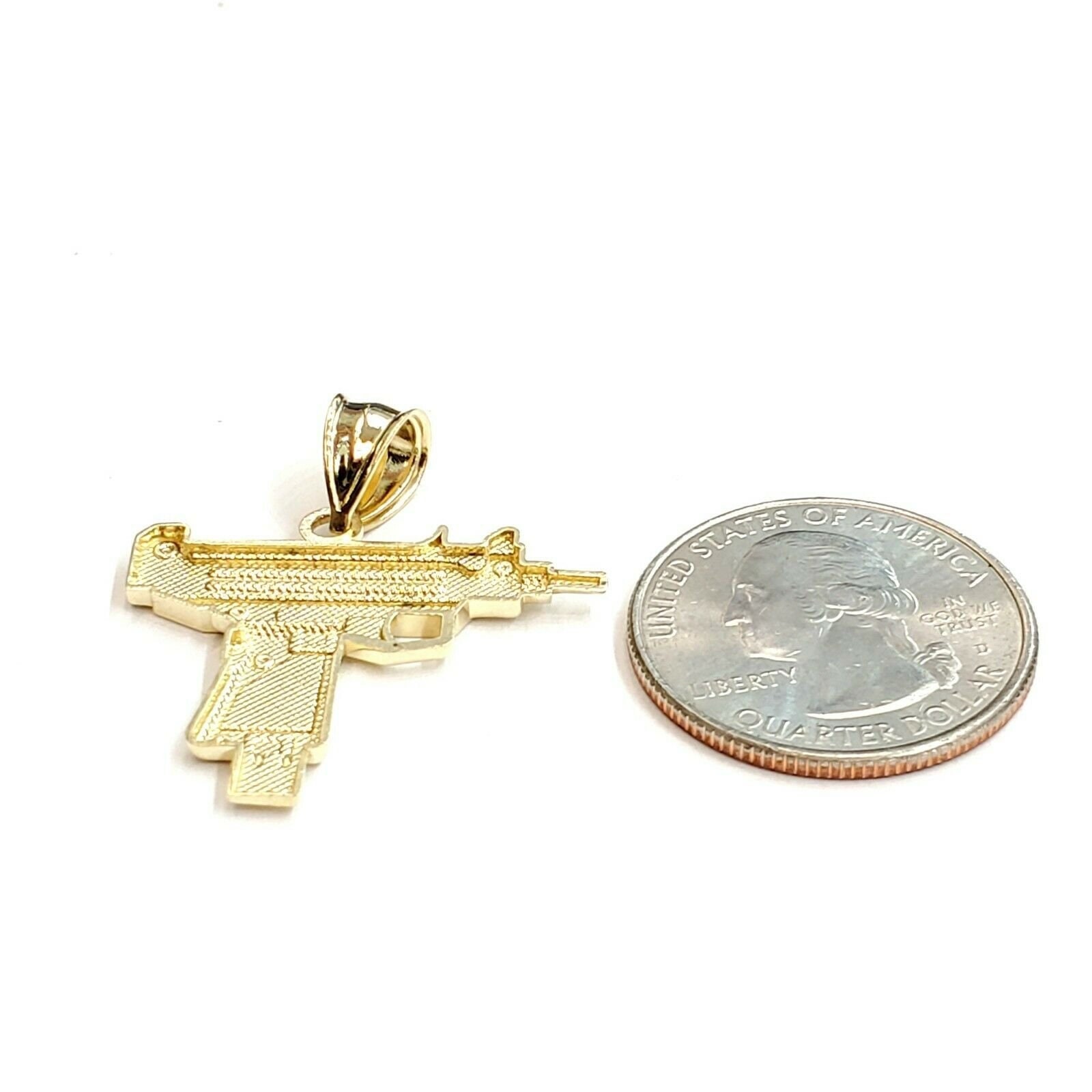 10k Yellow Gold Solid Uzi Machine Gun Pendant Charm Gift Male | Etsy
