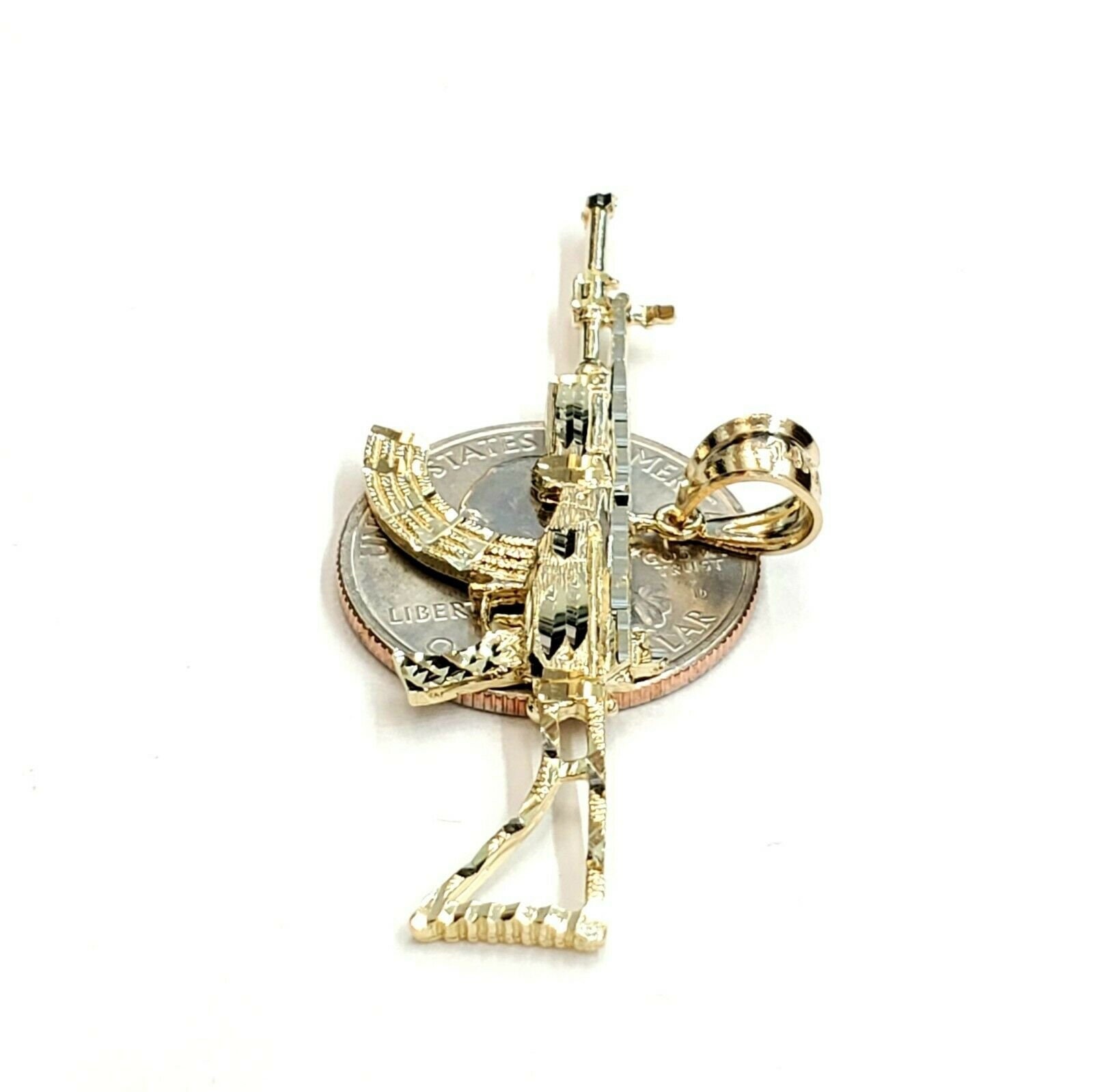14k Yellow Gold AK-47 Machine Gun Military Rifle Pendant Charm | Etsy