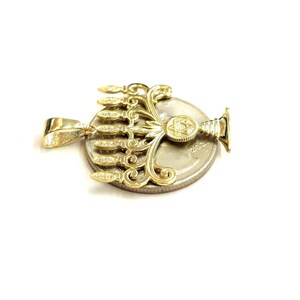 Real 14k Yellow Gold Menorah Star of David Jewish Israel Pendant ...