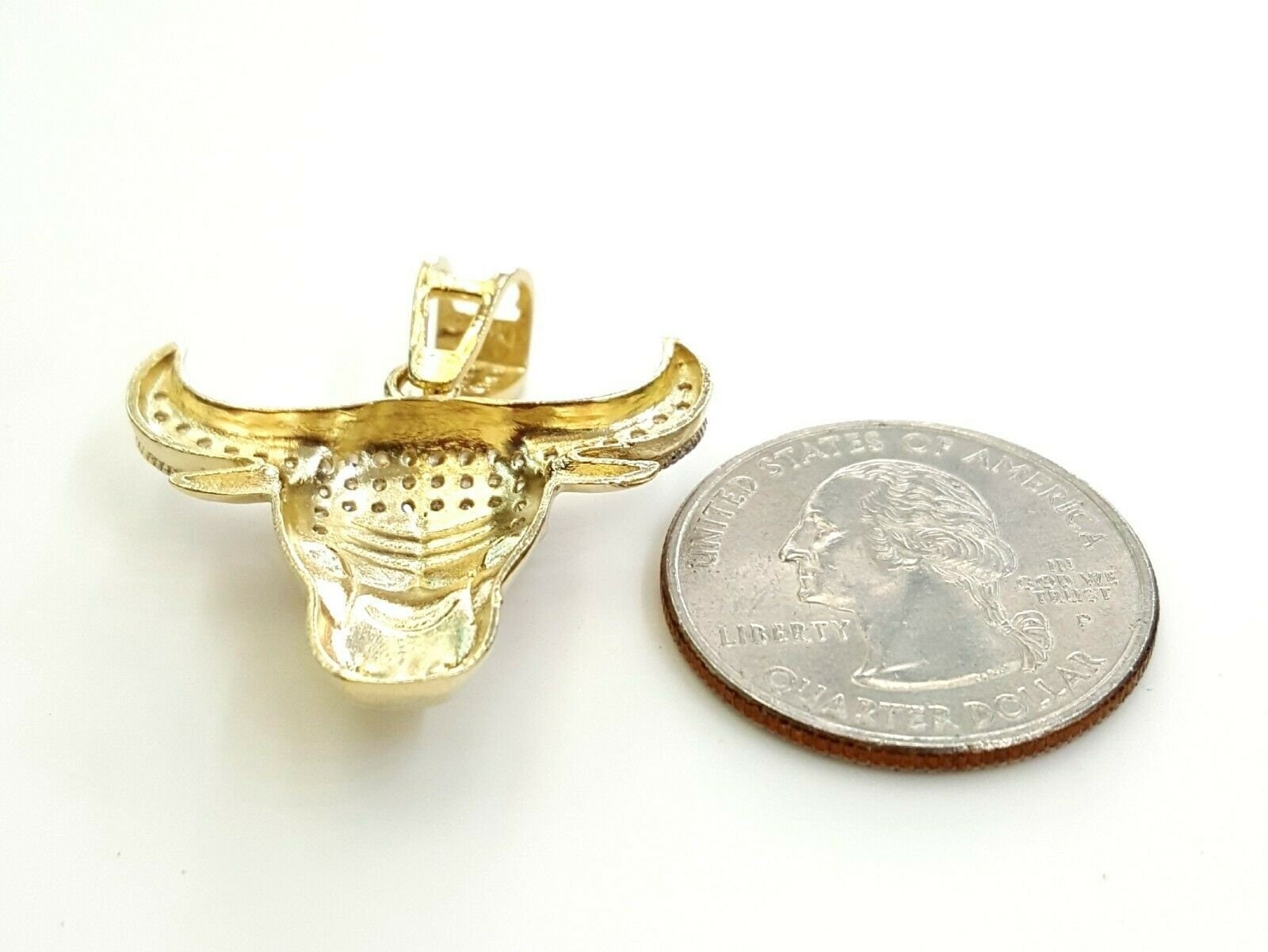 14k Yellow Gold Taurus Bull Zodiac Pendant Charm Zirconia Fine | Etsy