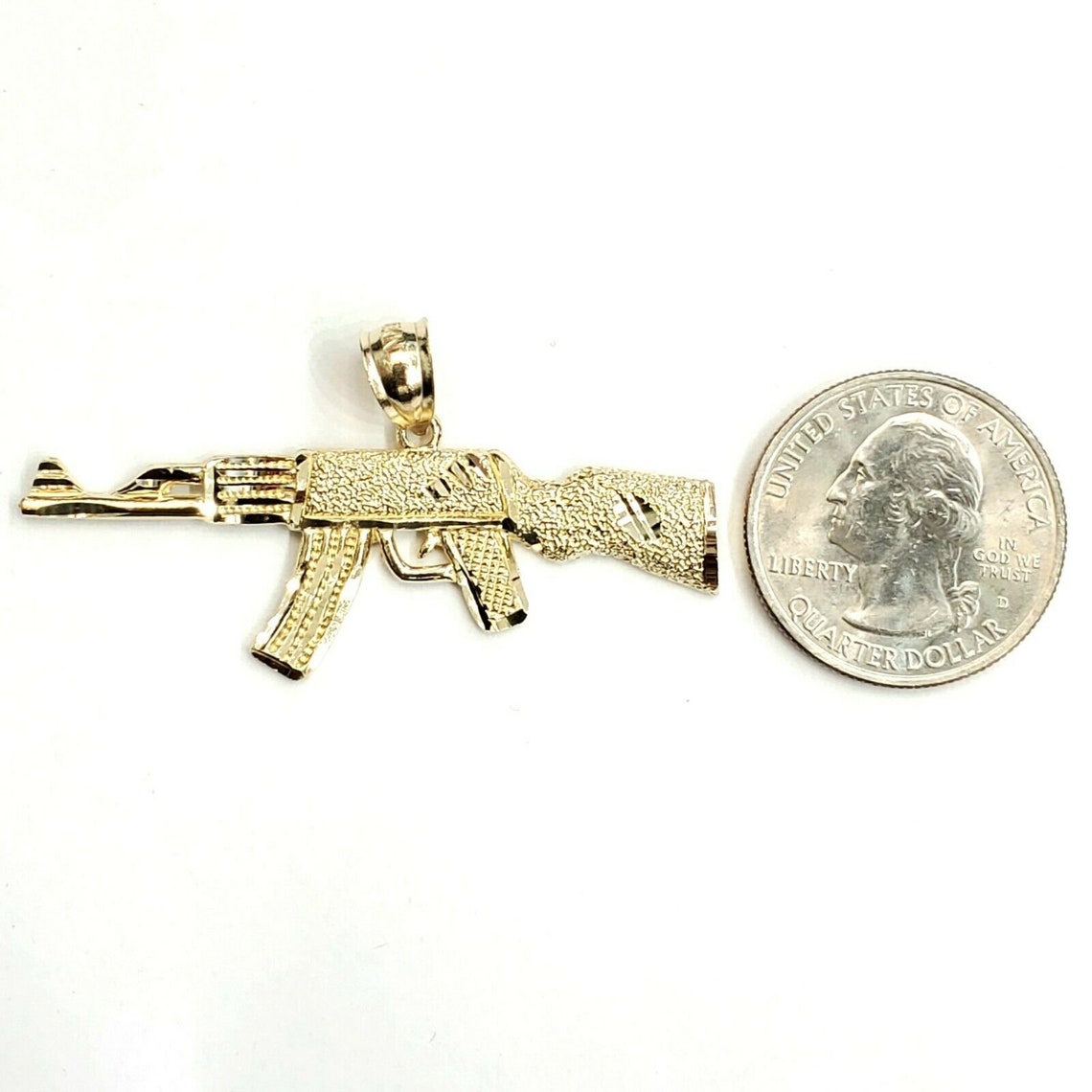 14k yellow Gold AK-47 machine gun military rifle Pendant charm | Etsy