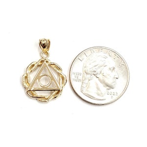 New 14k Yellow Gold Sobriety Symbol Recovery Medal Circle Triangle ...