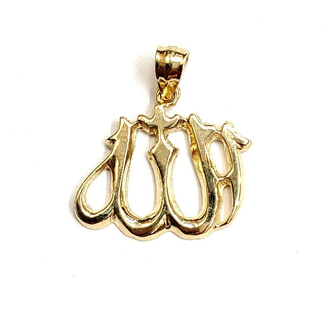 New 14K Yellow Gold Allah Islamic God Pendant Charm Religious Fine ...