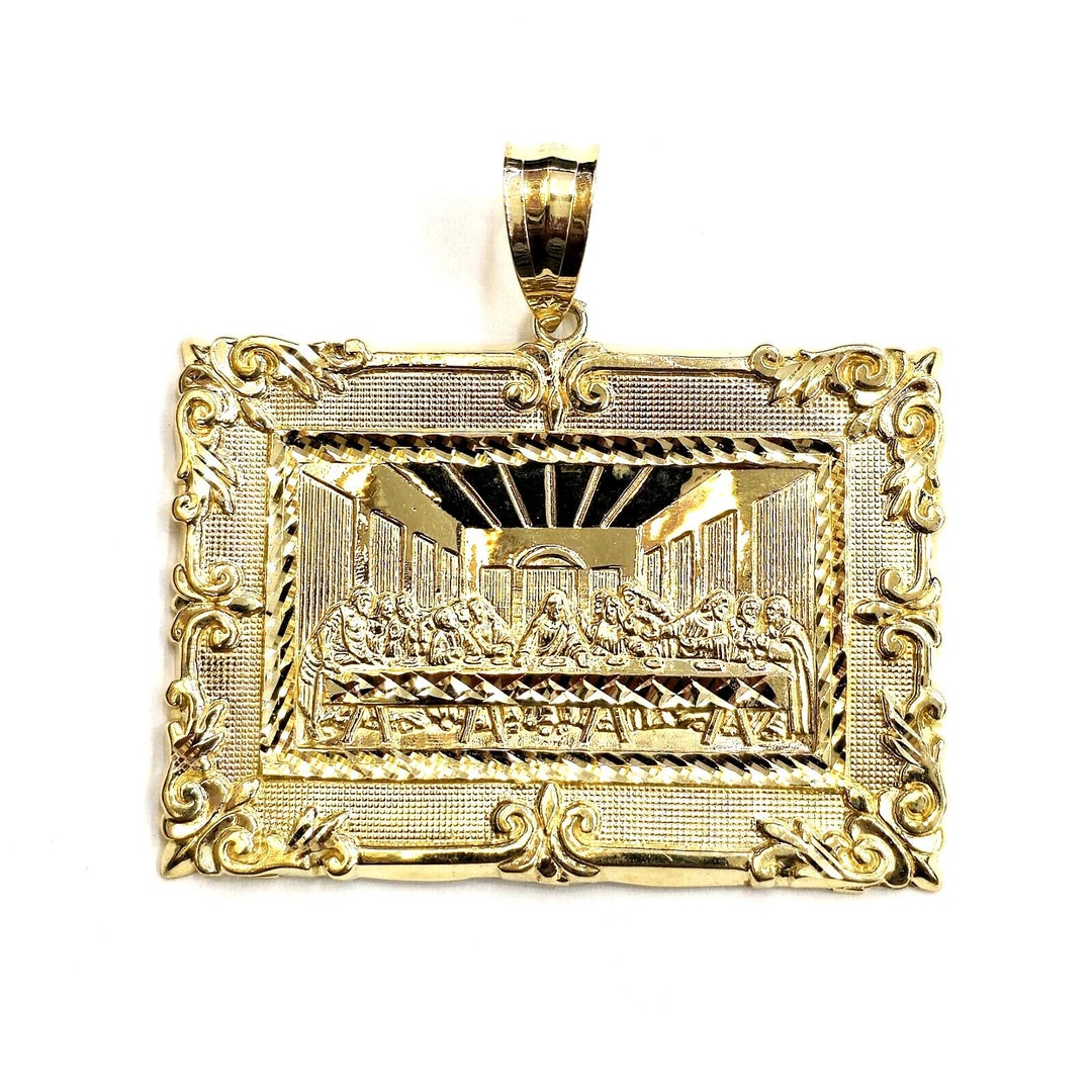 New 10k Yellow Gold Last Supper Pendant Charm Fine Gift Religions ...