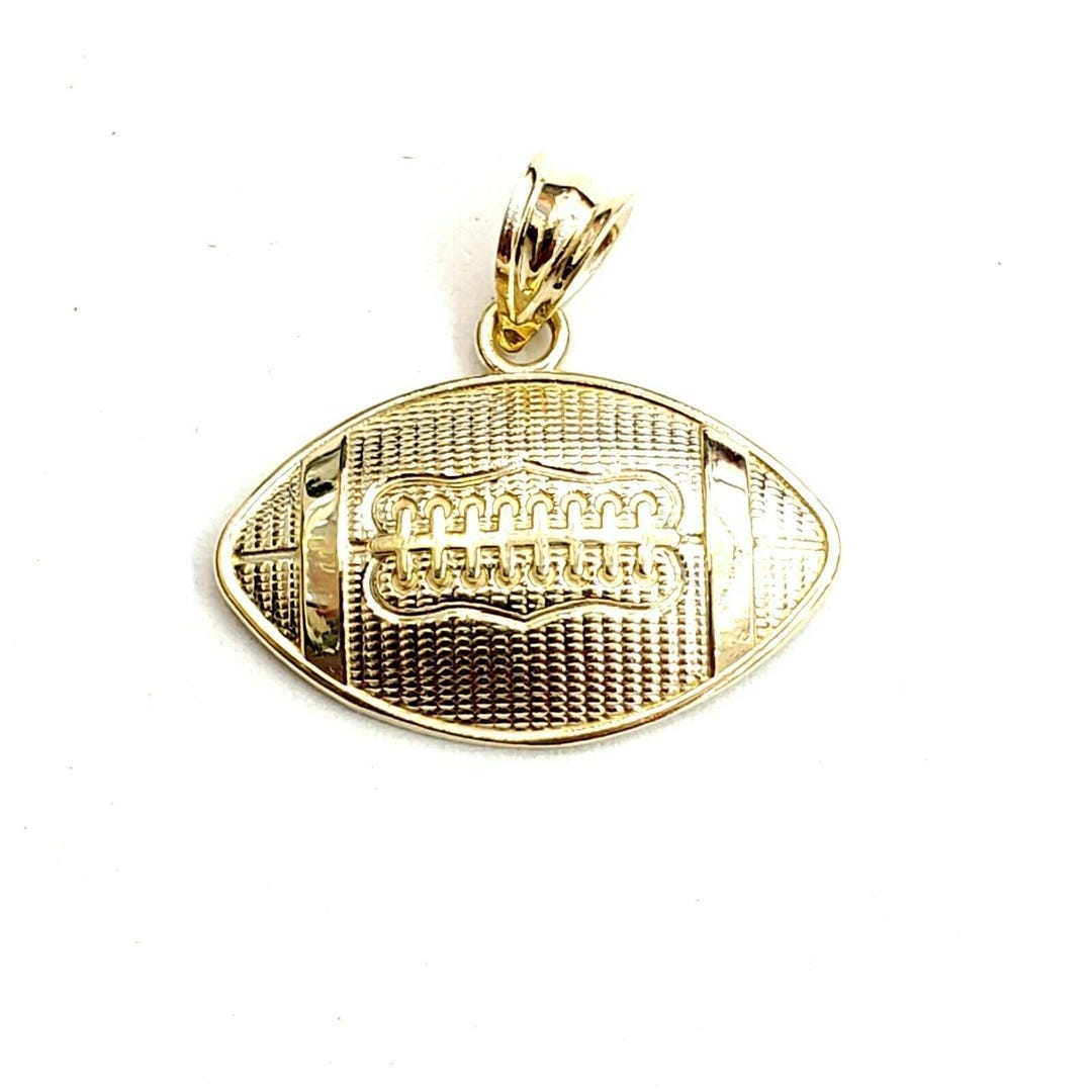 New 10k Yellow Gold Football Pendant Charm Sport Fine Jewelry Gift ...