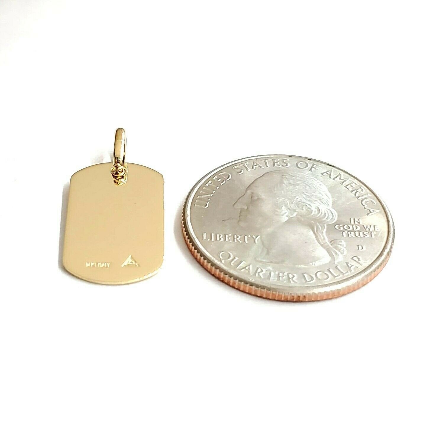 New 14k yellow Gold solid tiny dog tag name tag Pendant charm | Etsy