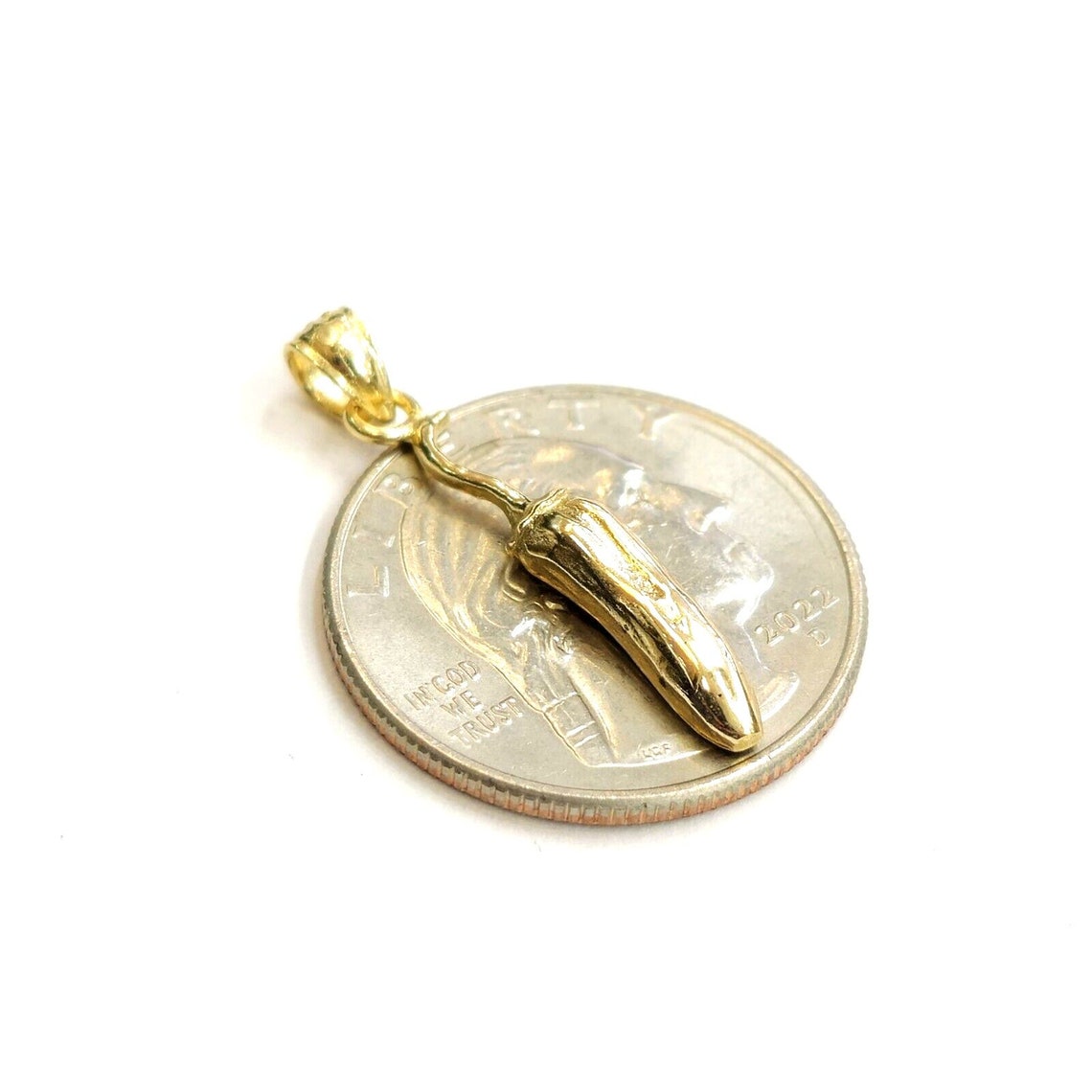 14k Yellow Gold Tiny Chili Hot Pepper Jalapeño Pendant Charm Fine ...
