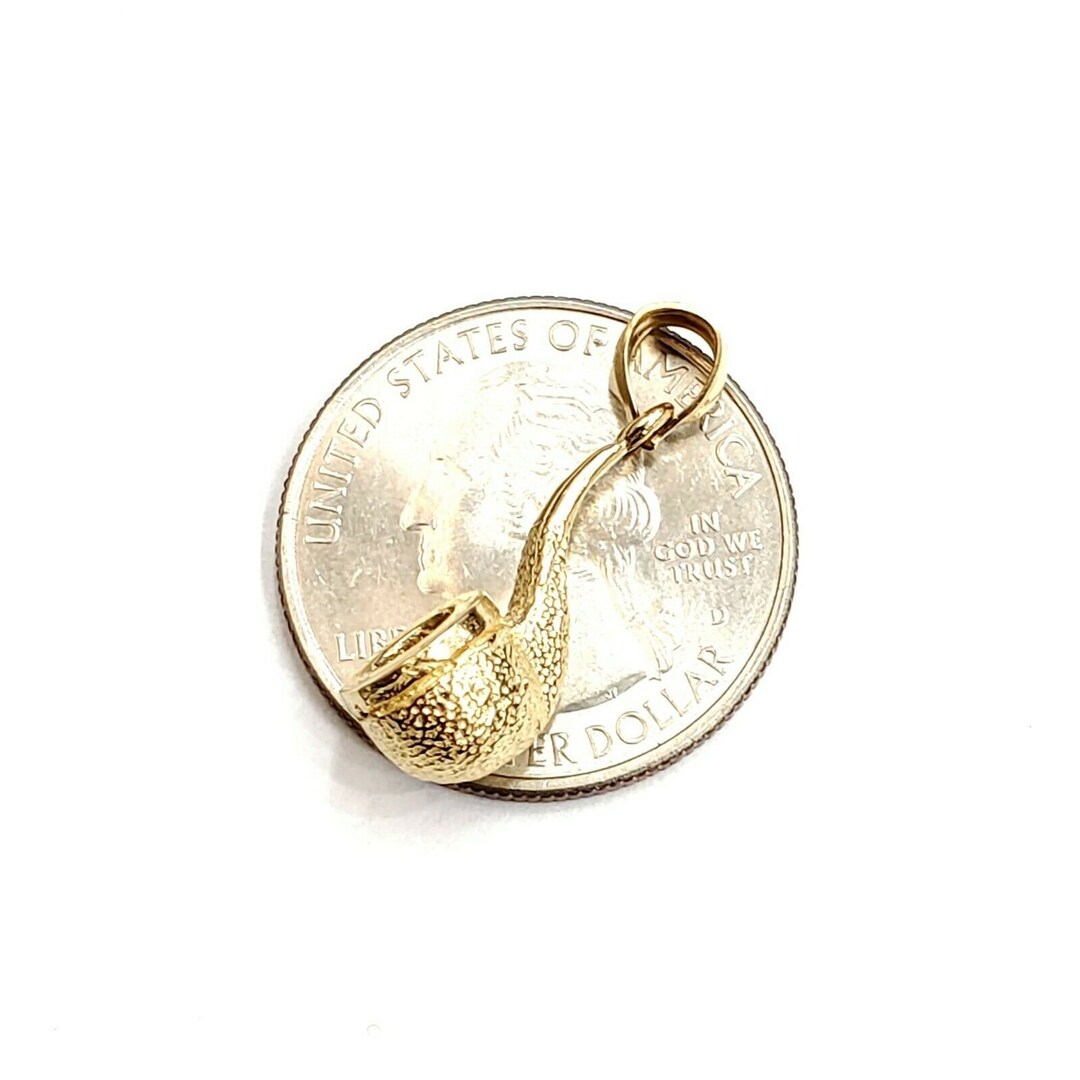 New 14k Yellow Gold 3D Smoking Pipe Pendant Charm Tobacco Fine Jewelry ...