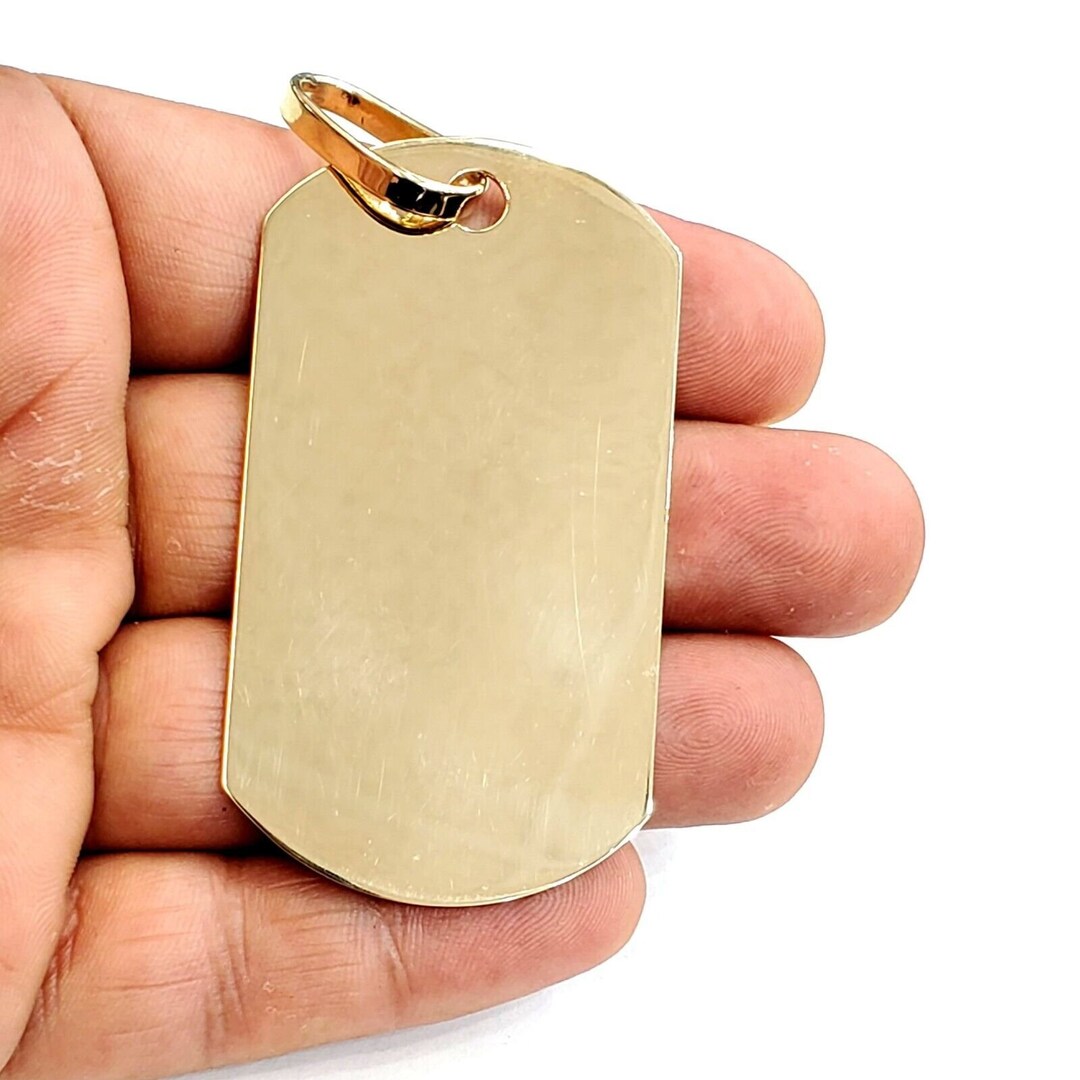 New 10k Yellow Gold Solid Dog Tag Pendant Charm Shiny Gift Fine Jewelry ...