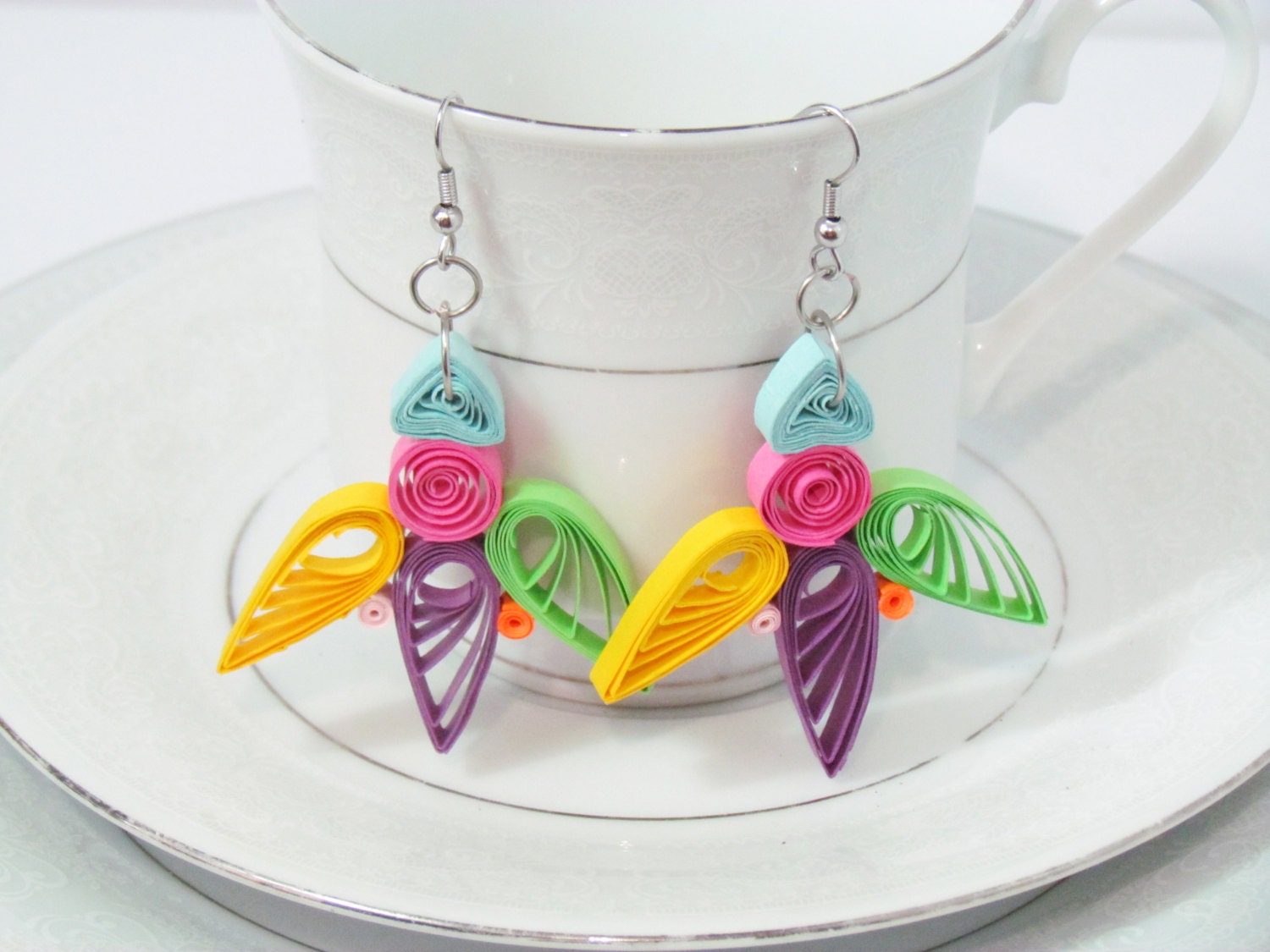 DIY Bird Quilled Earrings Handmade Paper Art, Quilling Jewelry Dangle ...