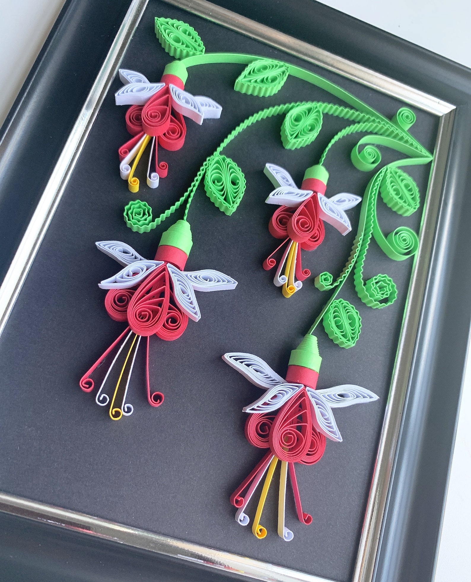 Paper Quilling Flower Red Flower With Black Background - Etsy