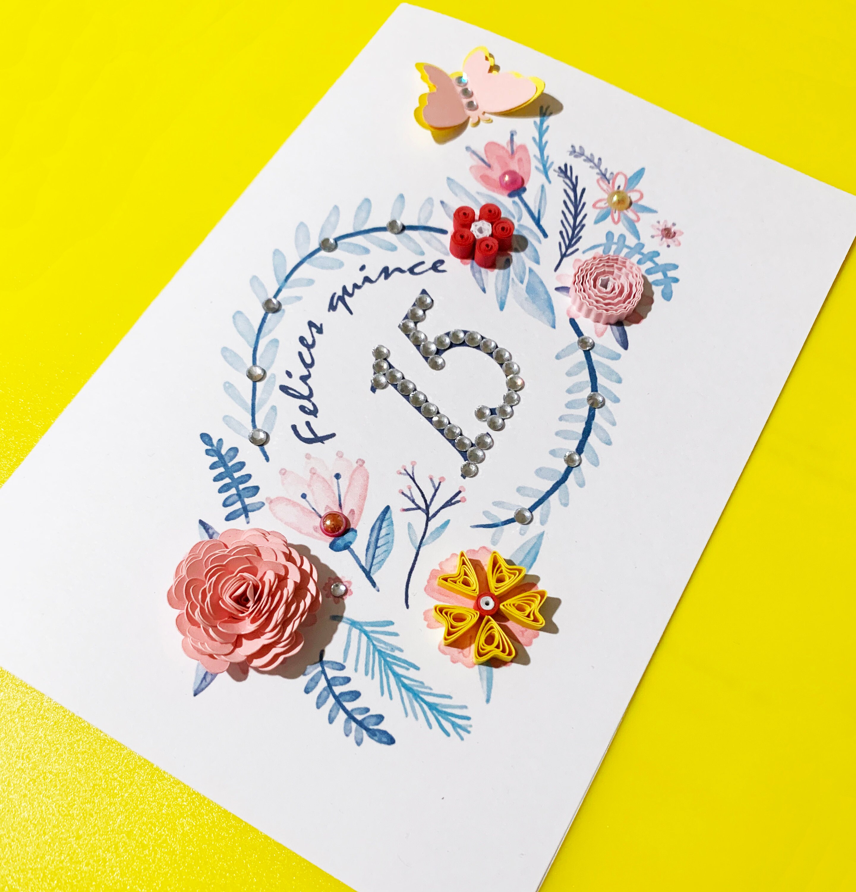 Quinceanera and 15 Birthday Greeting Card, Felices Quince Paper ...