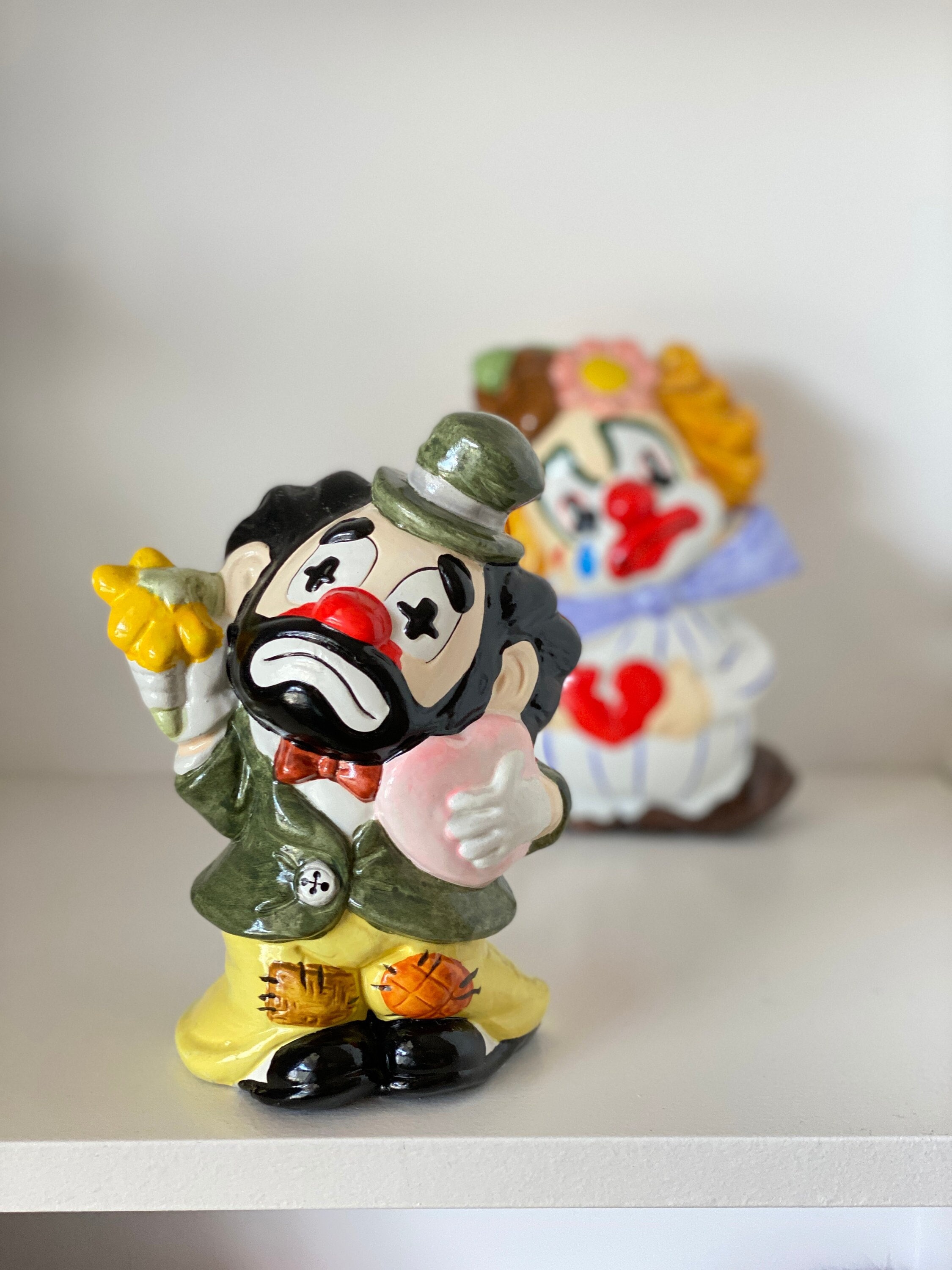 Pair of Piggy Bank Clowns | Sad Face | Circus Figures | - Etsy