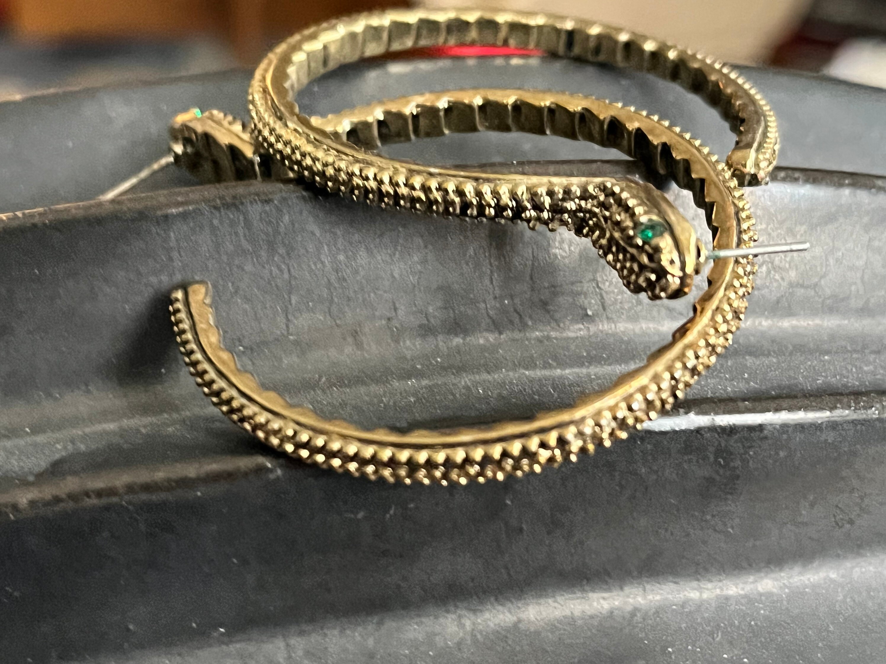 Vintage Snake Hoop Earrings Green Eyes Adornment - Etsy Canada