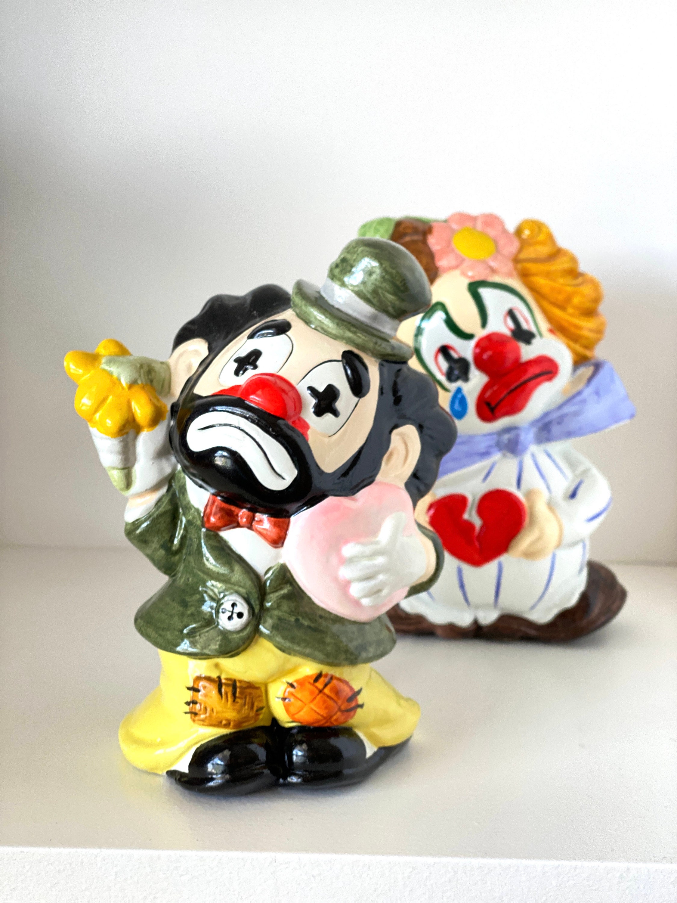 Pair of Piggy Bank Clowns Sad Face Circus Figures - Etsy
